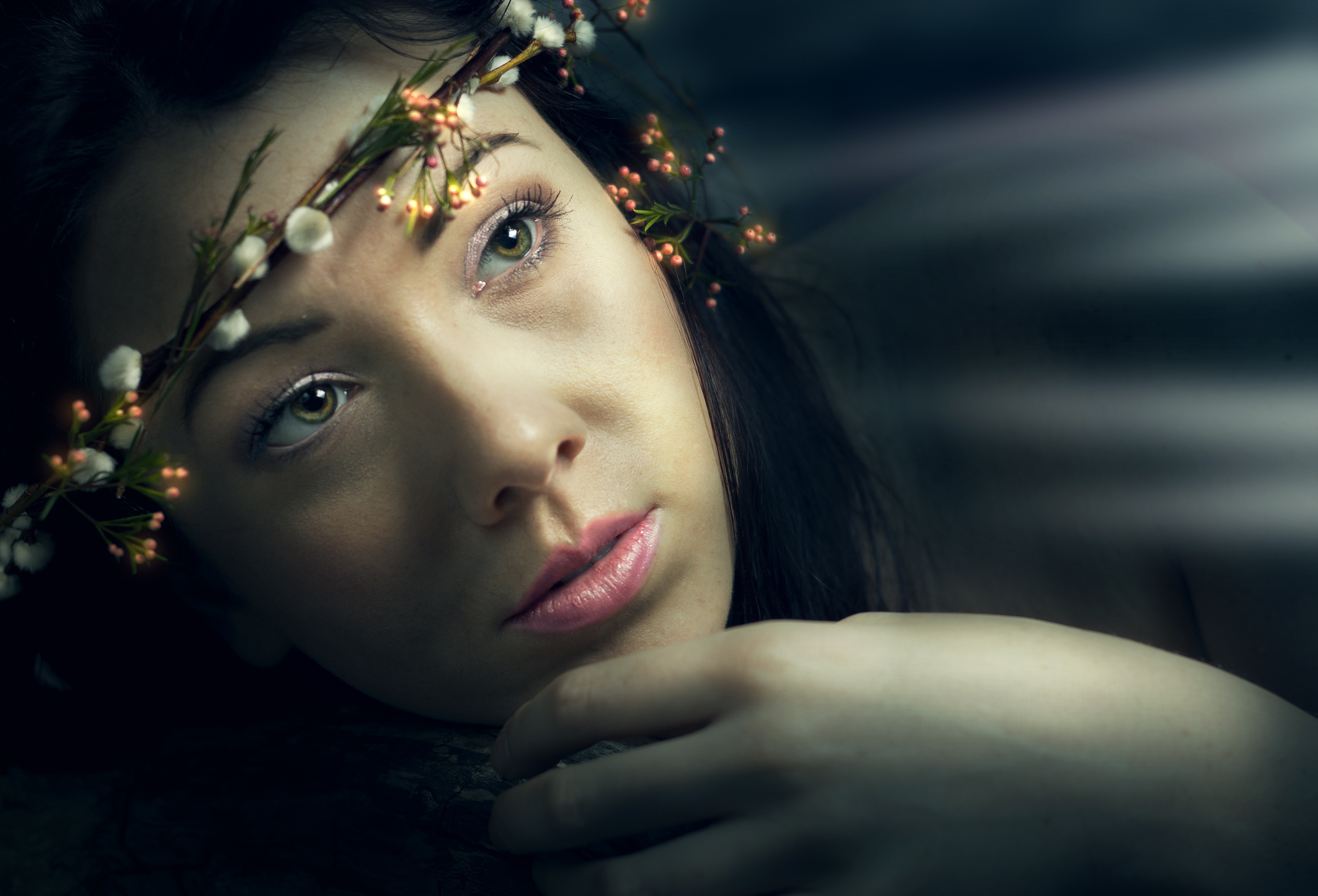 Enchanted Gaze: 4K Ultra HD Portrait of a Woman with Green Eyes and ...