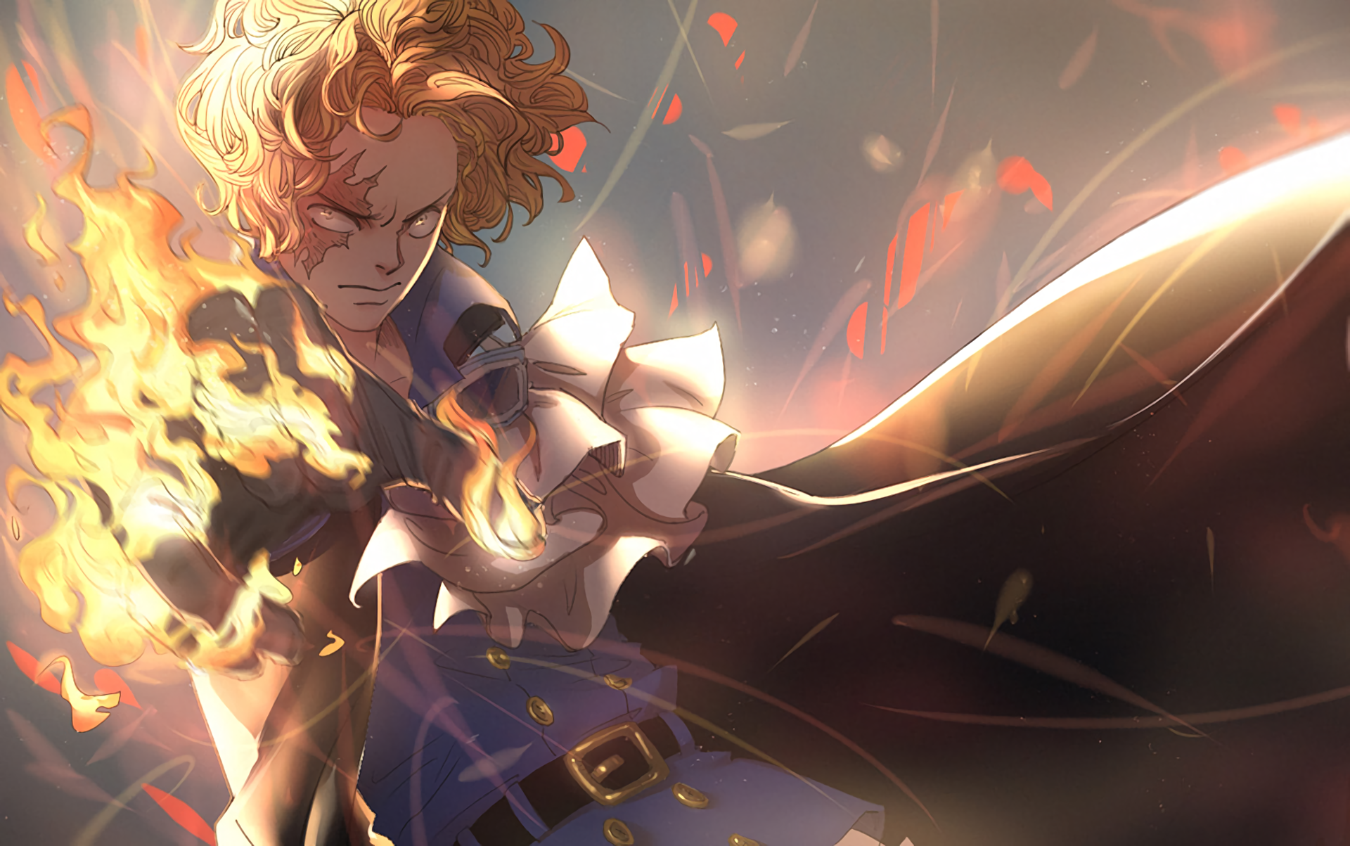 One Piece Anime Flame Warrior HD Wallpaper