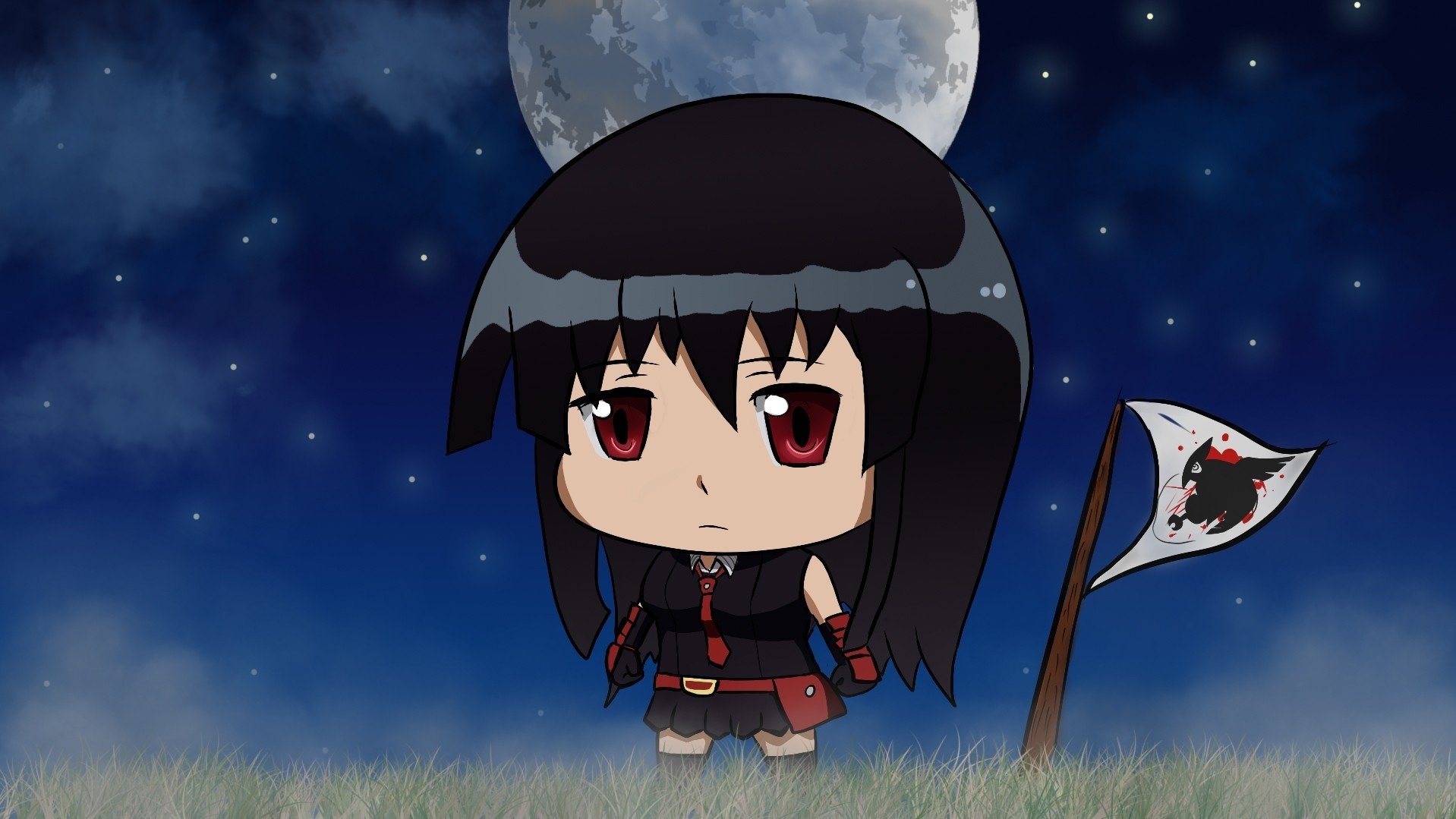 Akame Ga Kill! HD Anime Wallpaper – Night Moon Chibi Akame Scene