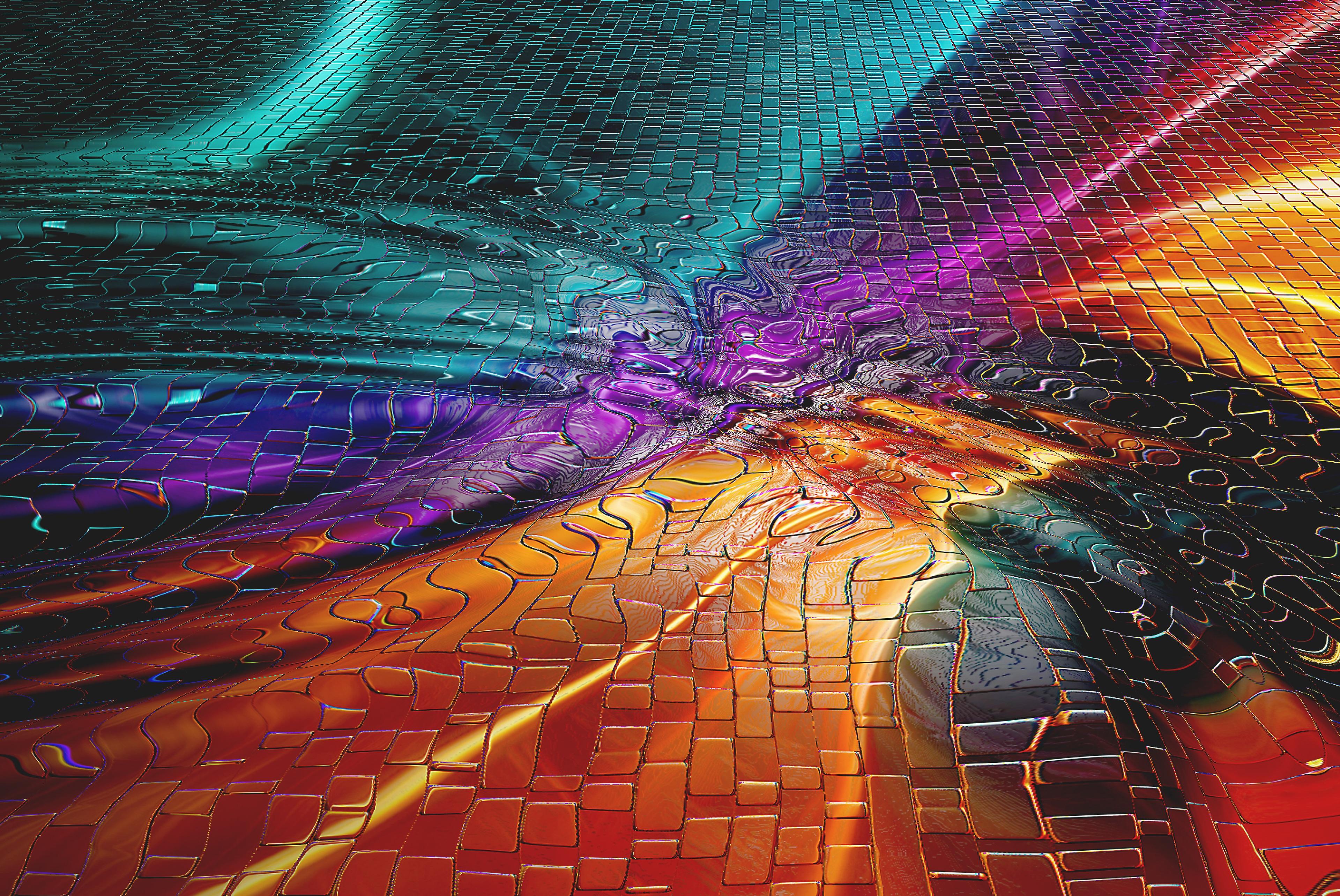 4K Ultra HD Abstract Gradient Fractal Waves