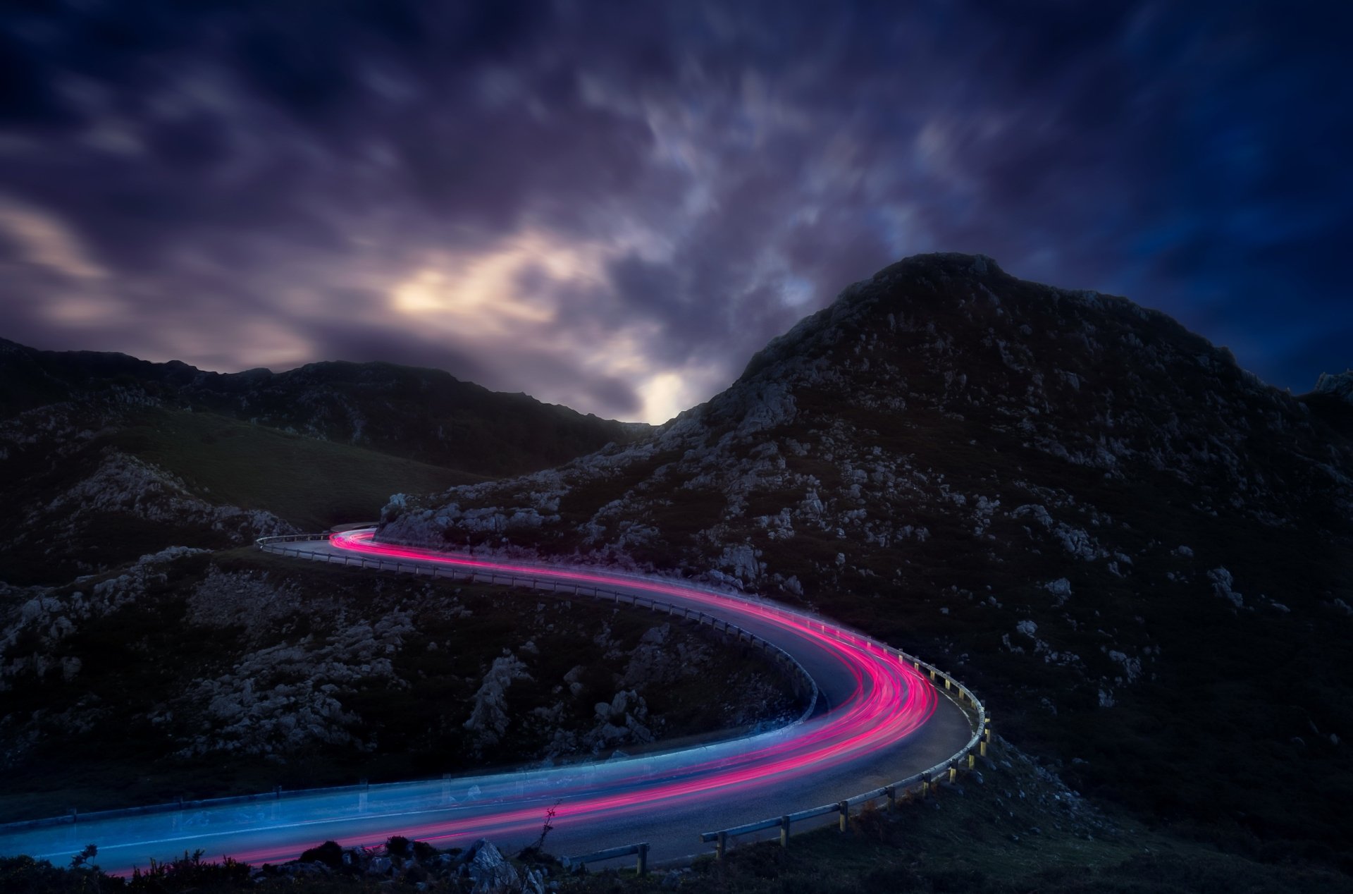 Download Road Light Night Photography Time Lapse HD Wallpaper by Tubb Meiko