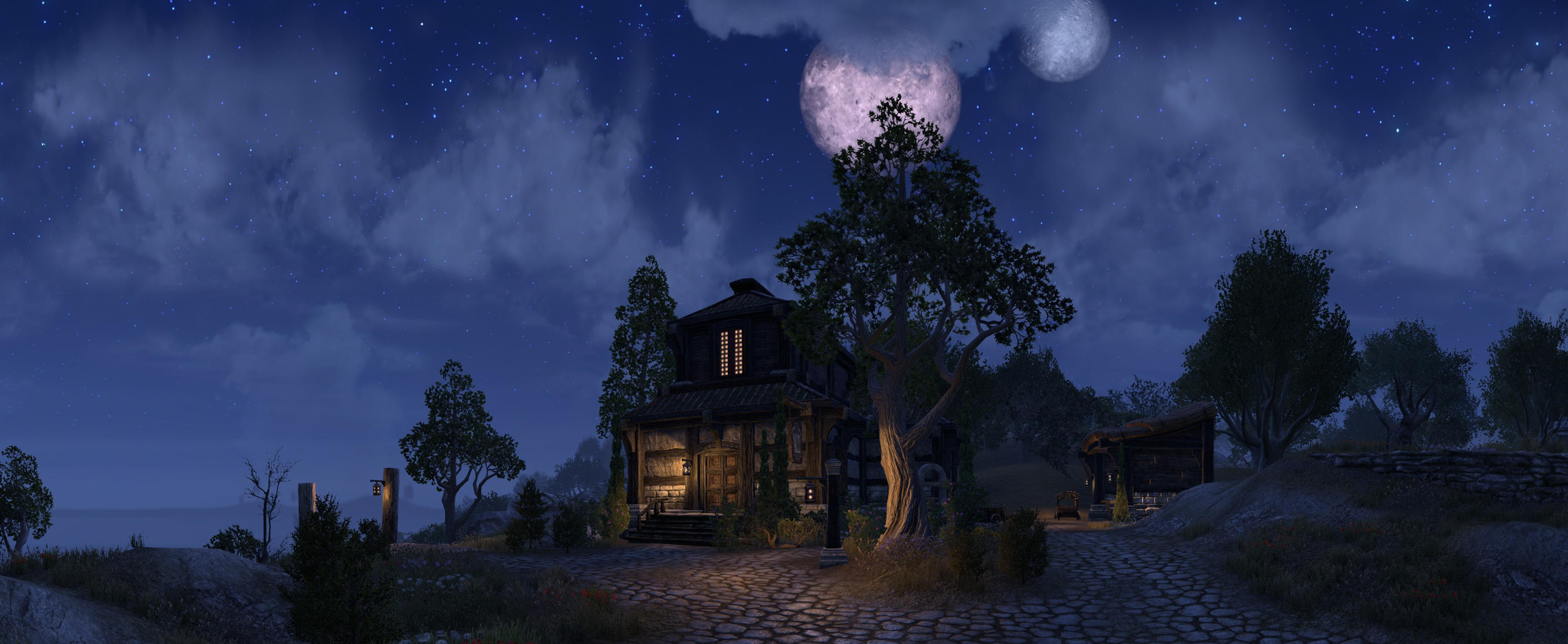 Download House Tree Night Sky Moon Video Game The Elder Scrolls Online ...