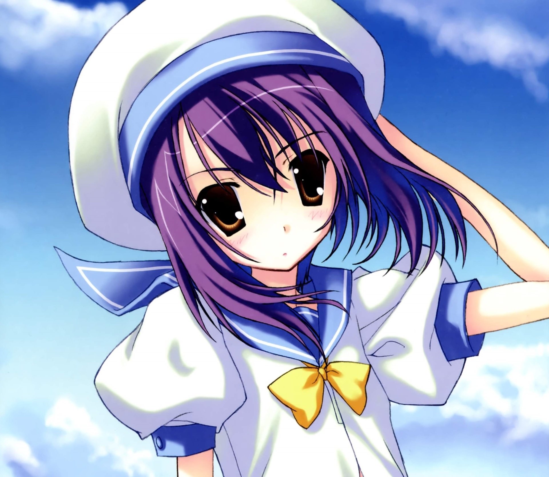 Download Brown Eyes Short Hair Purple Hair Hat Anime Original HD ...