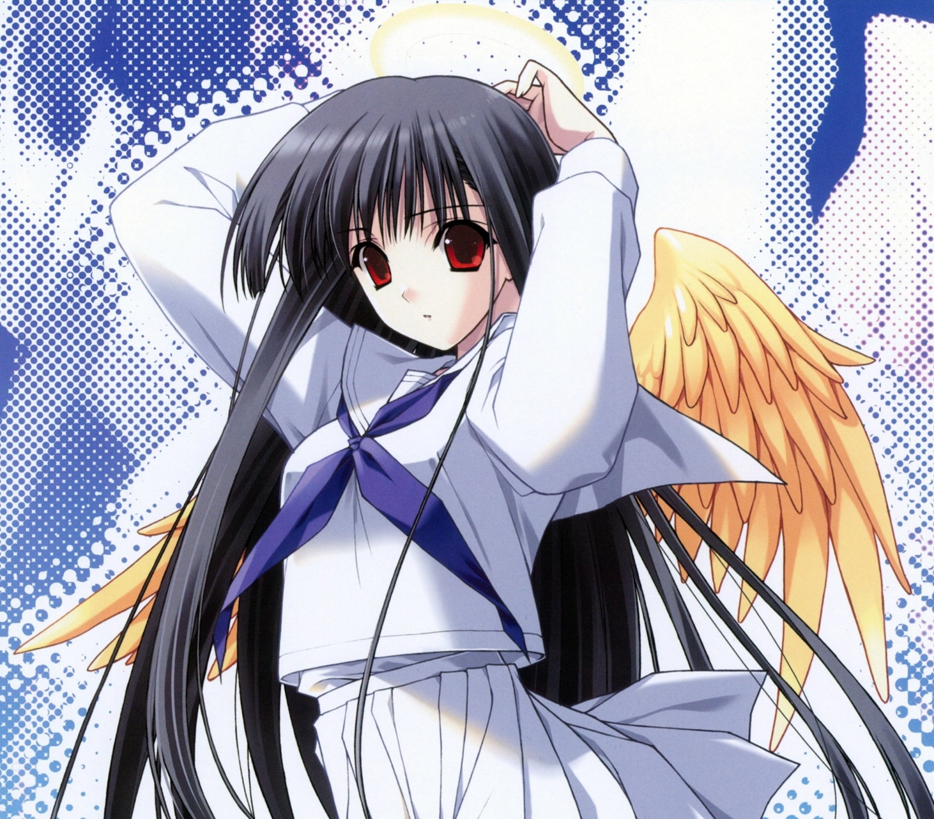 Download Red Eyes Black Hair Long Hair Wings Anime Angel Anime Angel HD ...