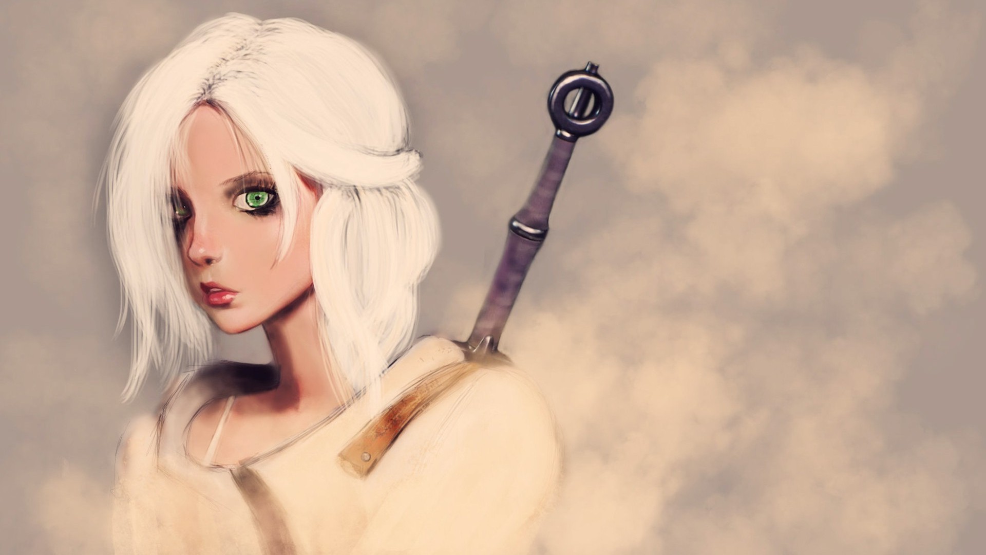 Download Green Eyes White Hair Woman Warrior Ciri (The Witcher) Video ...