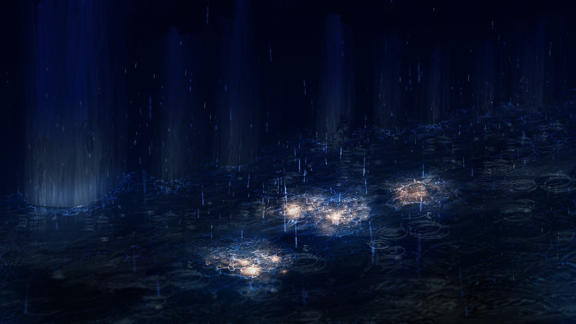 Enchanted Nightfall: A Dark Fantasy Rain-Soaked Landscape HD Wallpaper ...