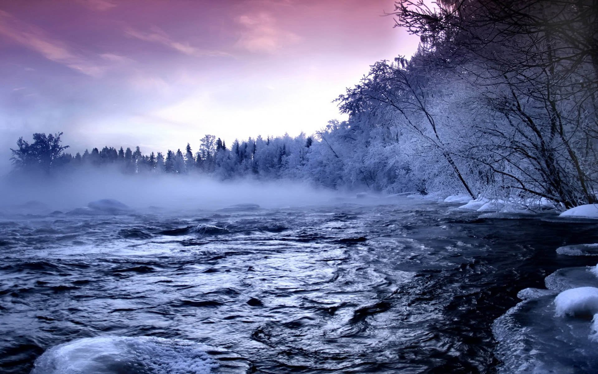 Download Fog Snow Water Nature Winter HD Wallpaper