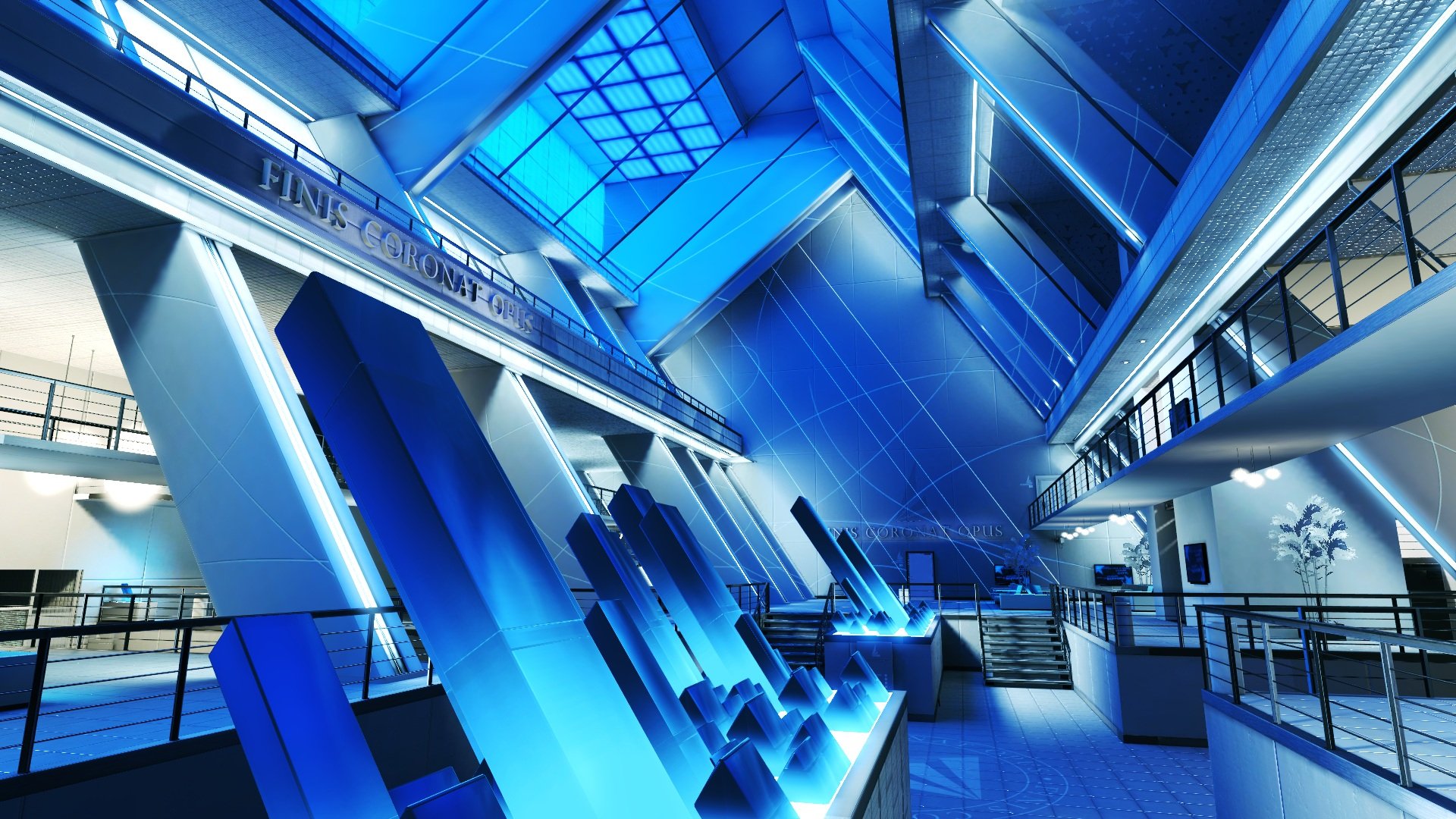 Blue Architectural Vision: Artistic CGI Room in HD