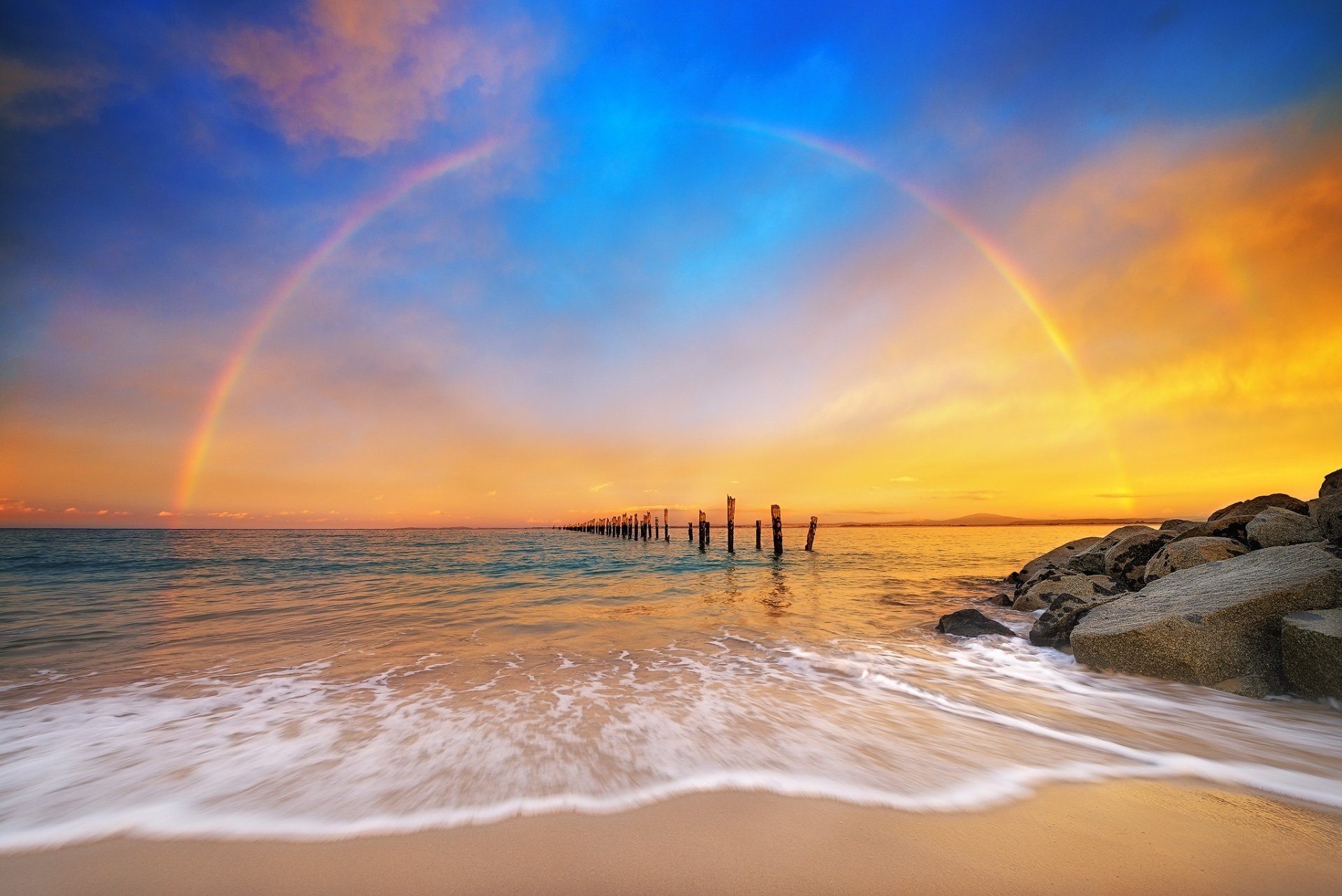 Sunset Ocean Rainbow Wallpapers Wallpaper Cave