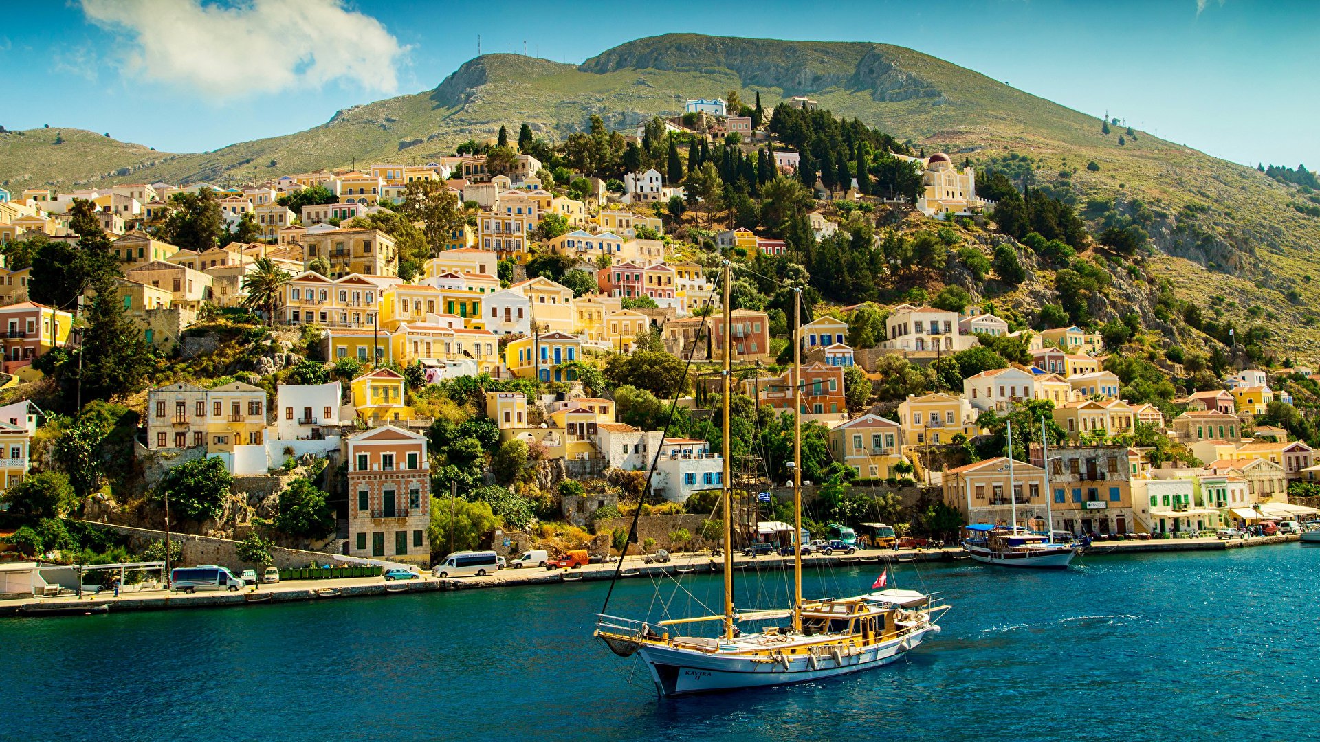 Charming Coastal Townscape: HD View of a Man-Made Harbor Village