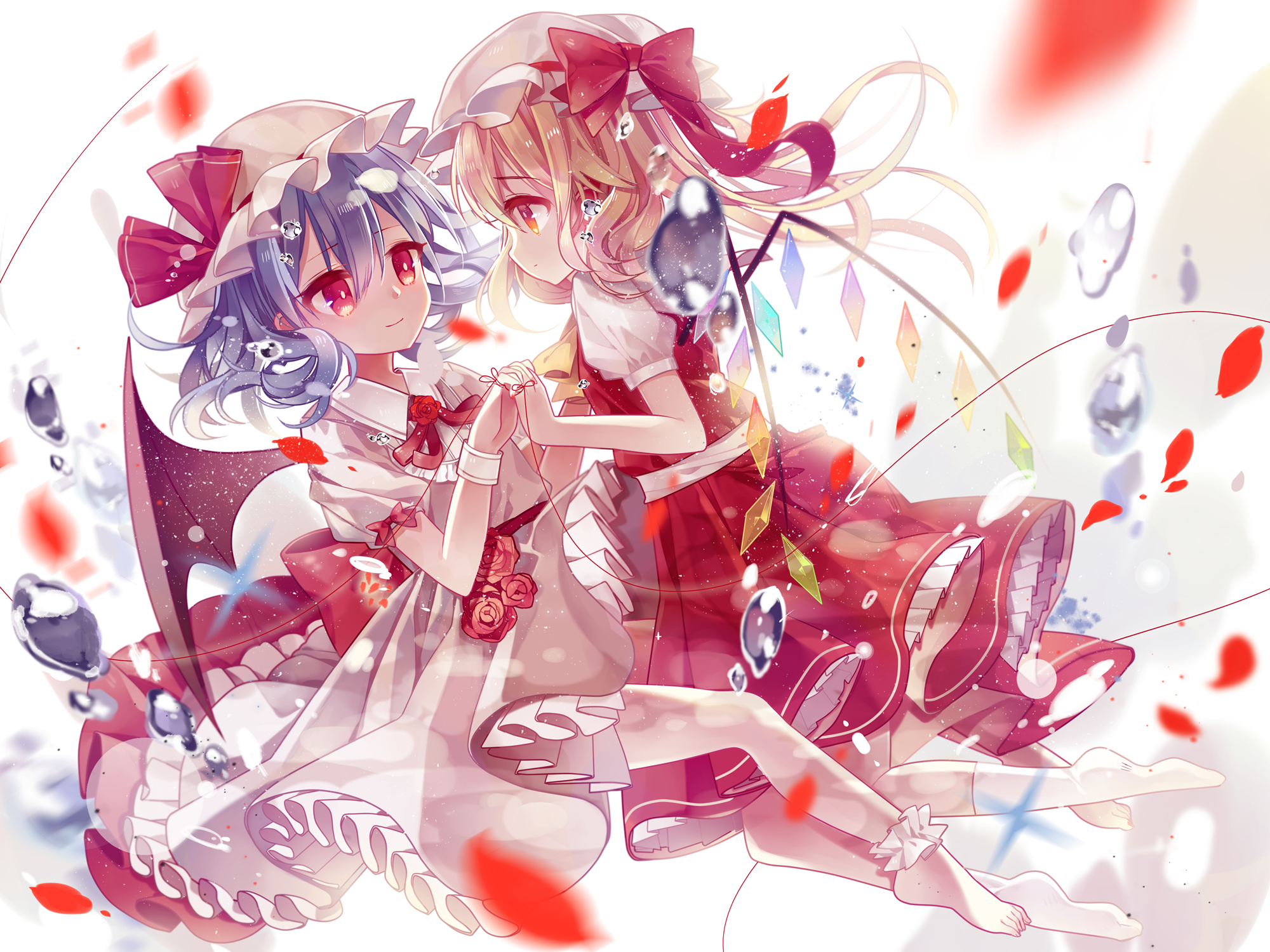HD Anime Wallpaper: Touhou Sisters Remilia & Flandre Scarlet in Vibrant Art