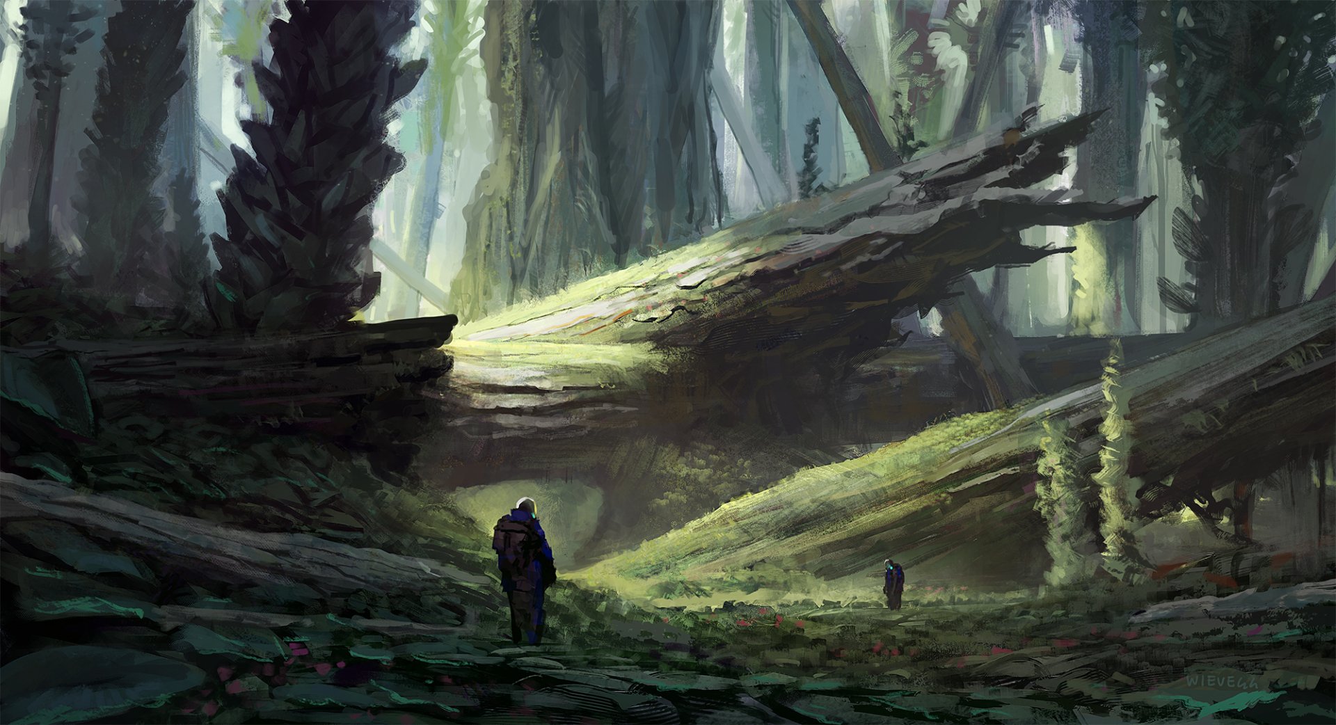 Lost Among Ancient Logs: A Sci-Fi Forest Exploration by Thomas Wievegg