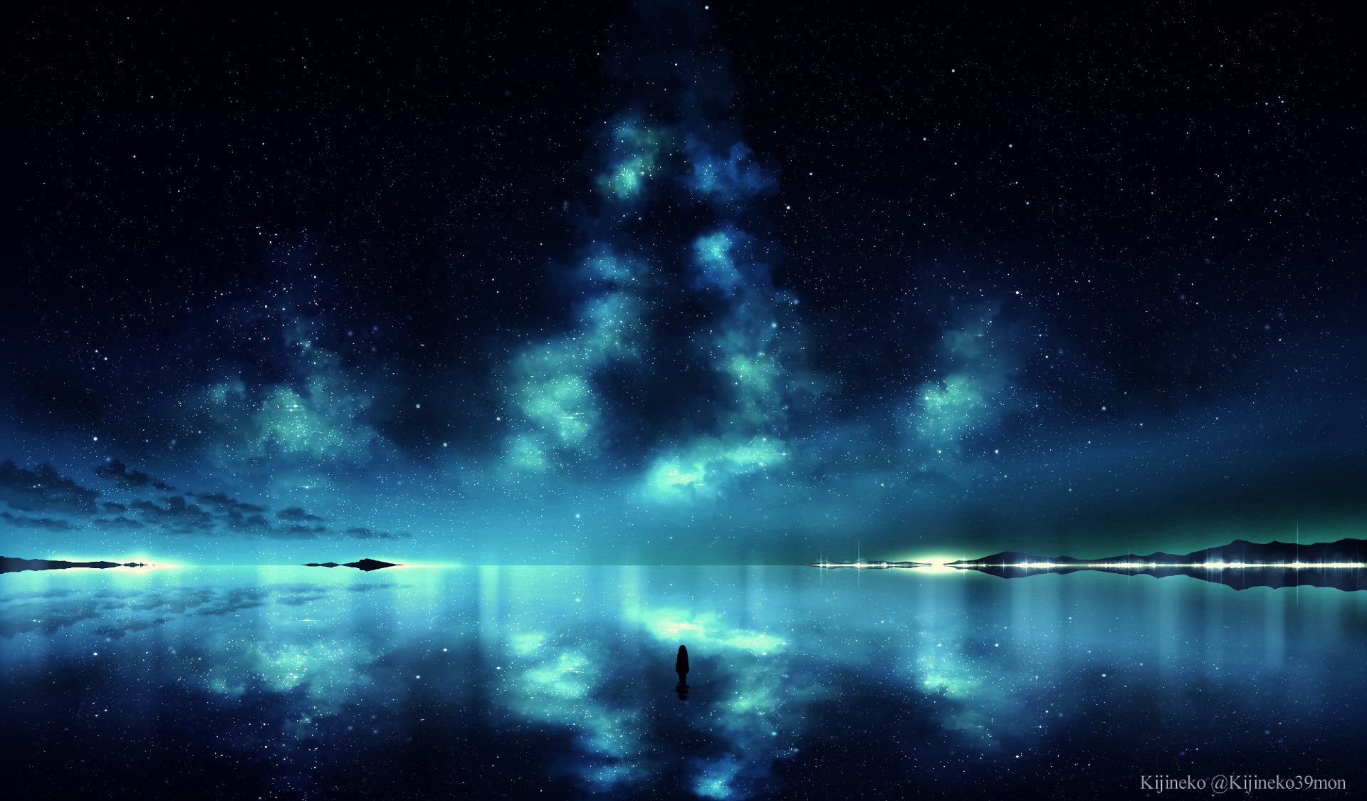 Starlit Sky Reflection - Anime HD Wallpaper