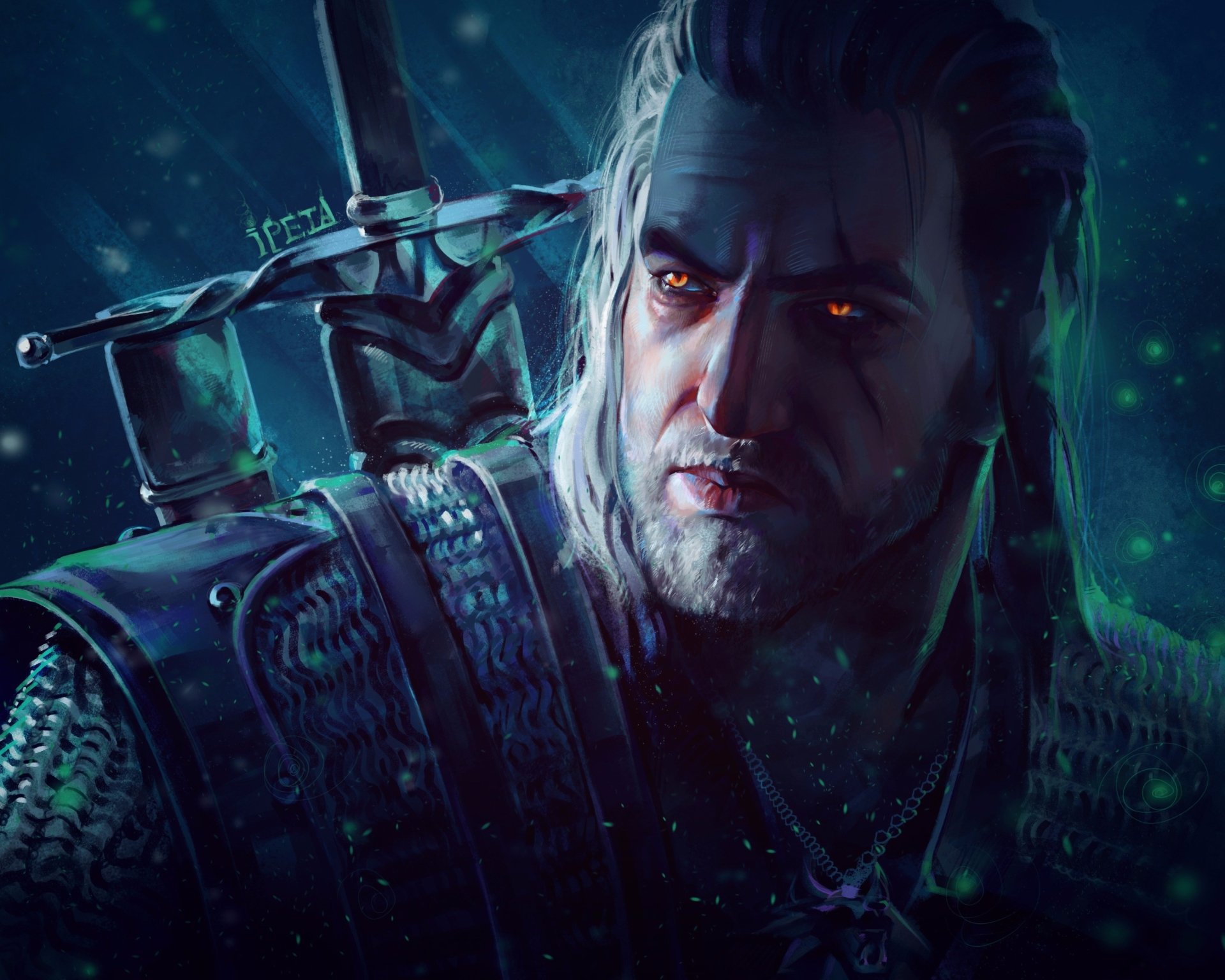 The Witcher 3 HD: Geralt with Piercing Orange Eyes and White Hair ...