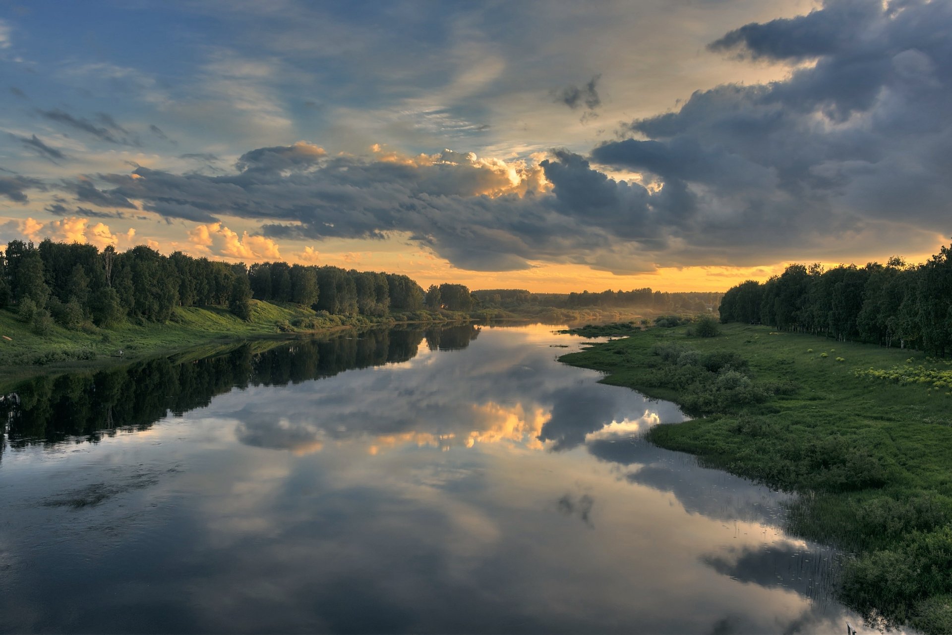 Download Cloud Landscape Reflection Nature River HD Wallpaper