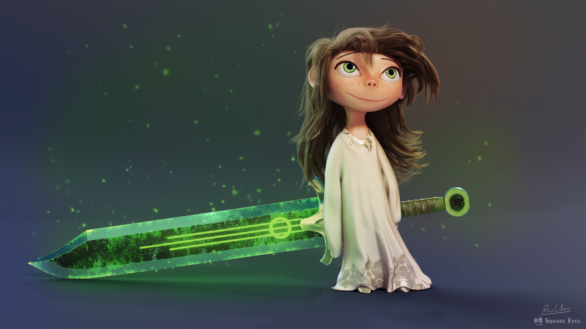Download Brown Hair Green Eyes Sword Little Girl Fantasy Child HD ...