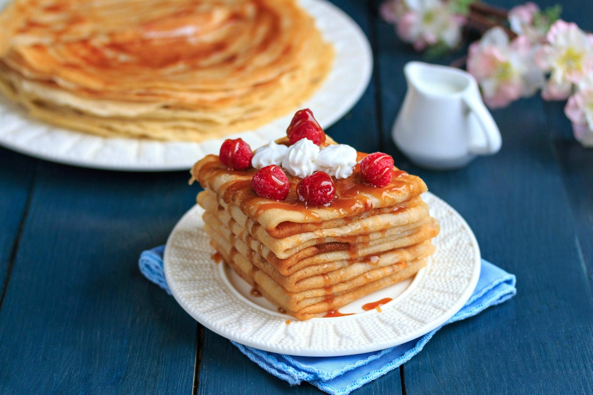 Delicious Stacked Crêpes HD Wallpaper - A Sweet Food Delight