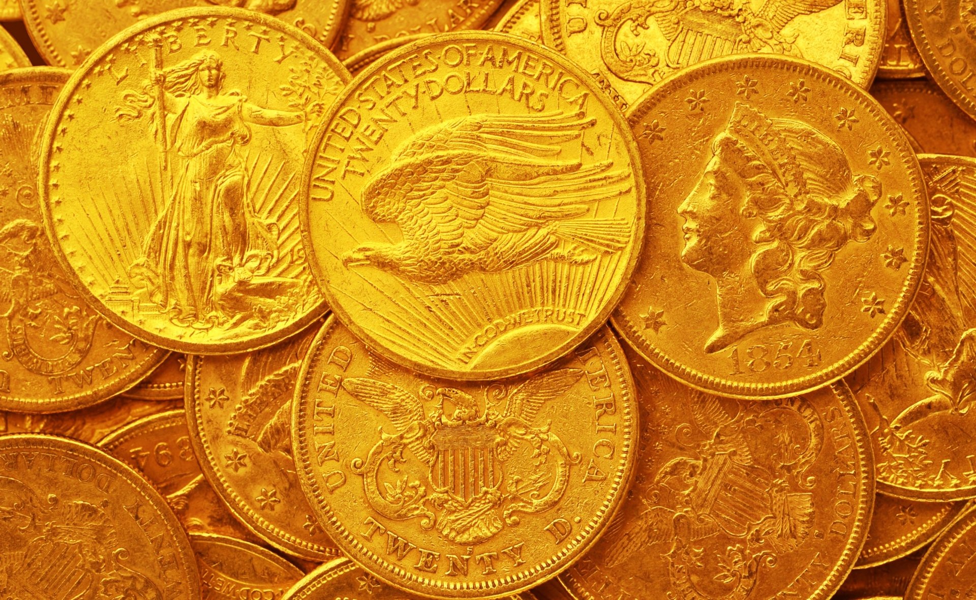 Golden Coins: HD Wallpaper of Man-Made Money Masterpieces