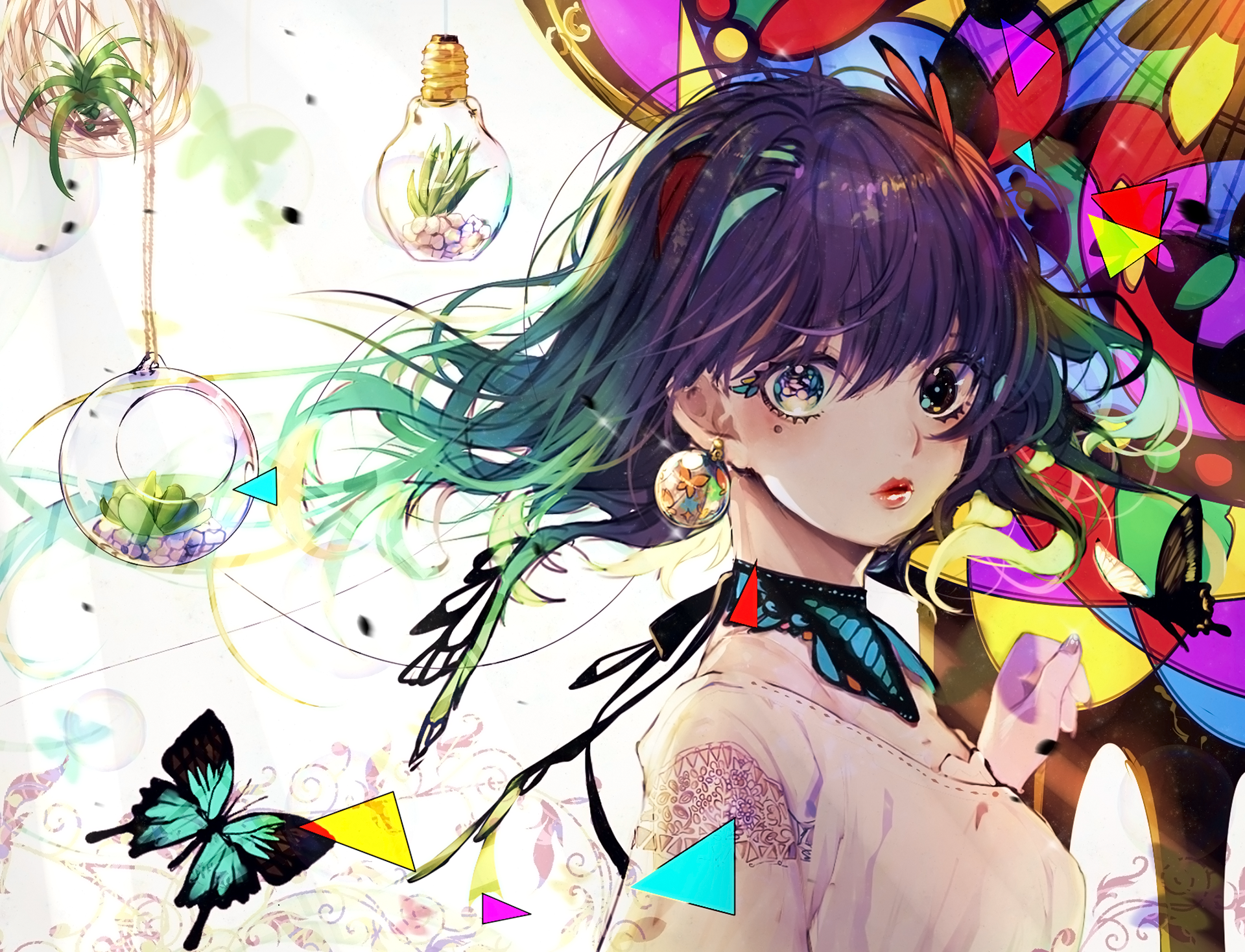 Download Colors Black Hair Light Bulb Anime Original HD Wallpaper by 大 ...