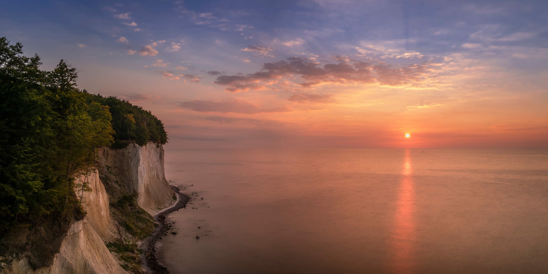 Sunset Serenity: Ocean Cliffs HD Nature Wallpaper by Claudio De Sat