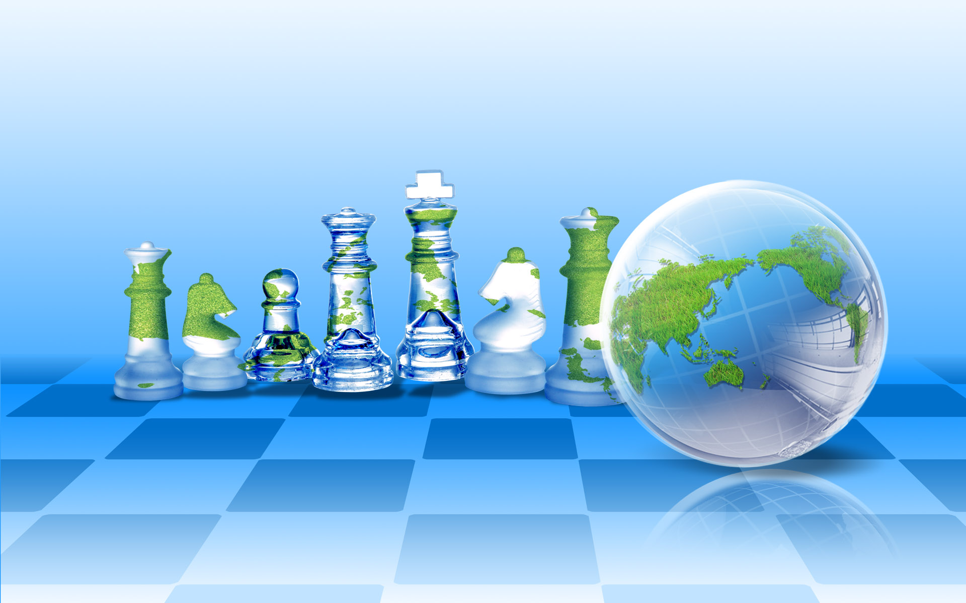 Artistic Chessboard Showdown with a Global Twist – HD Wallpaper