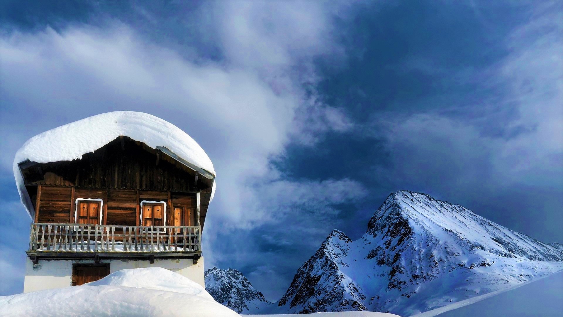 Download Cloud Snow Mountain Cabin Photography Winter HD Wallpaper