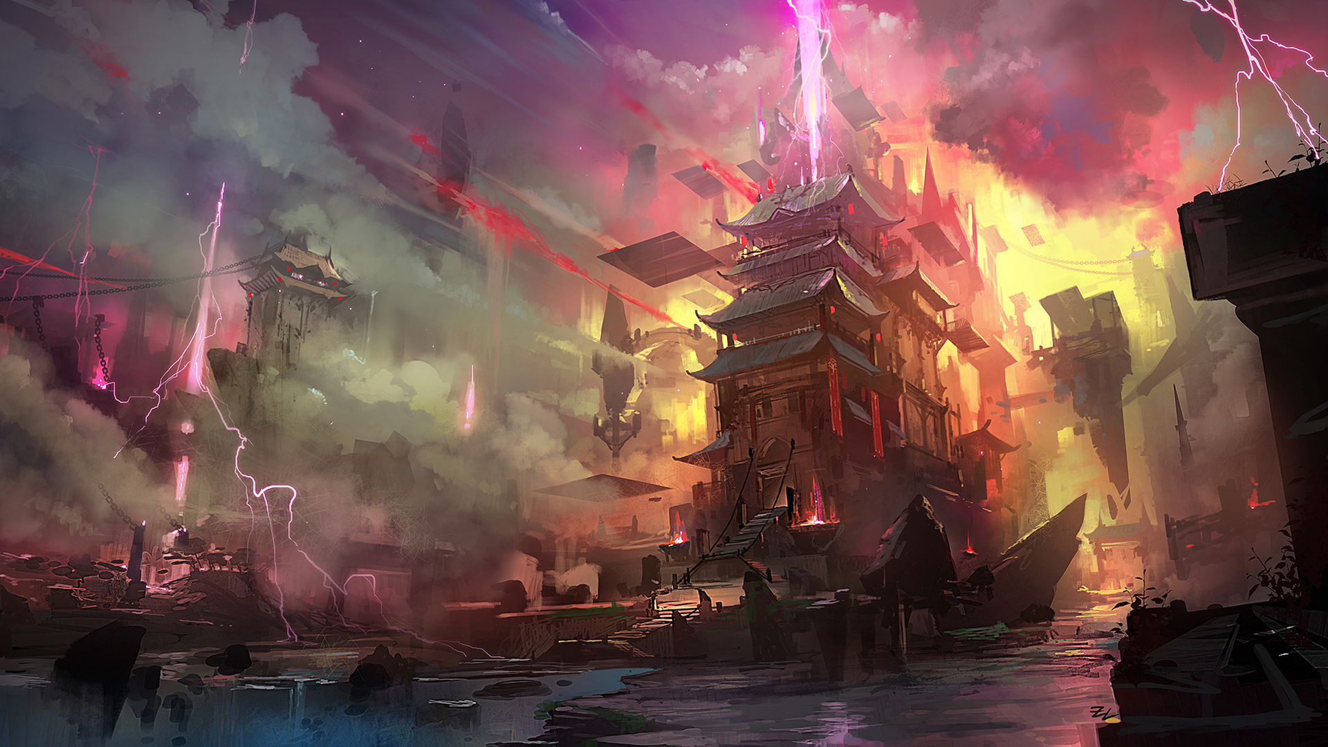 Fantasy Castle On Fire