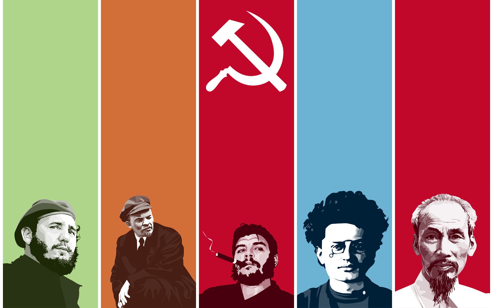 HD Wallpaper: Iconic Figures of Revolution in Linux & Military Themes