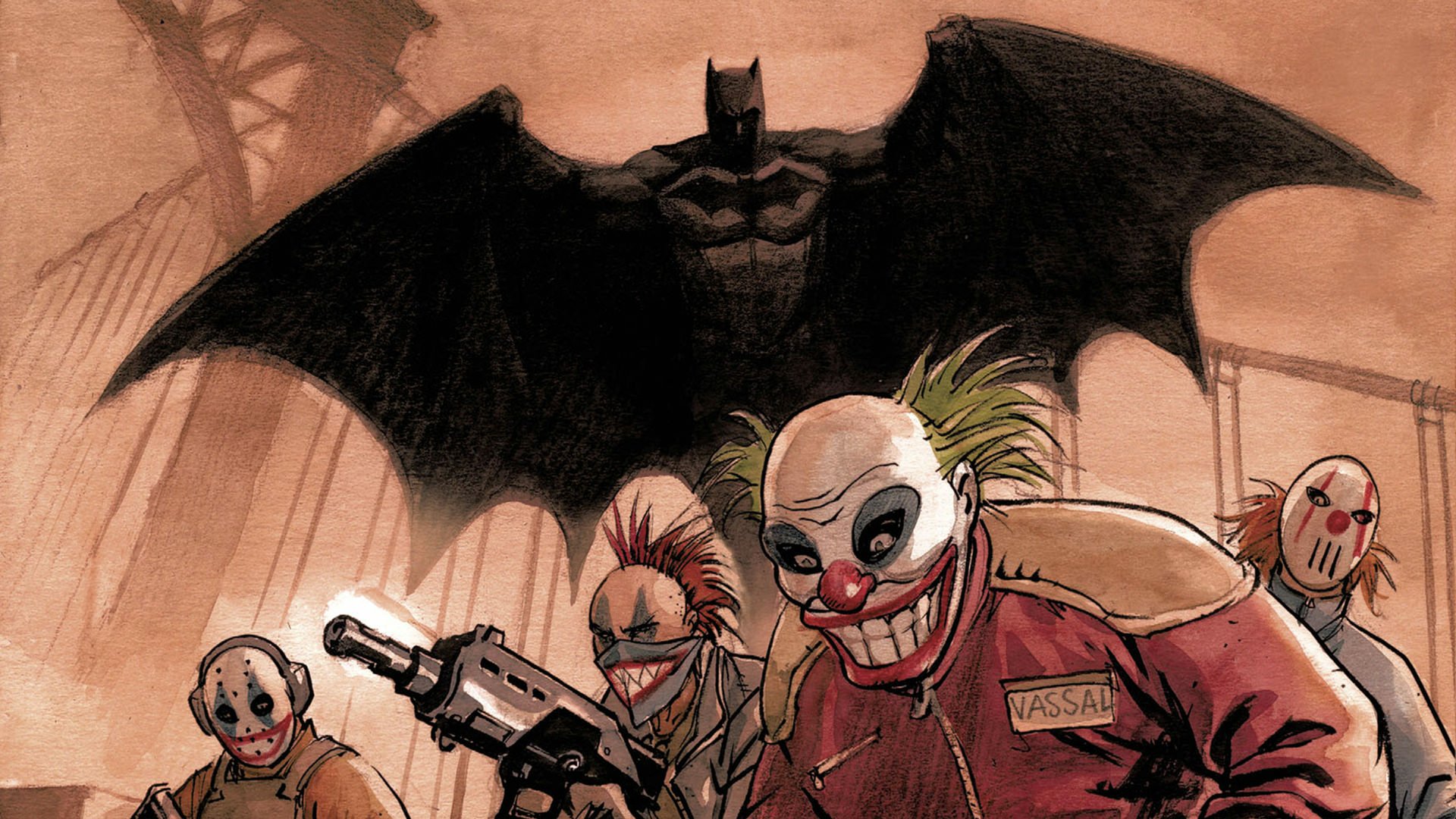 Batman’s Dark Comic Clash: Clown Mayhem HD Wallpaper | 1920x1080 ...