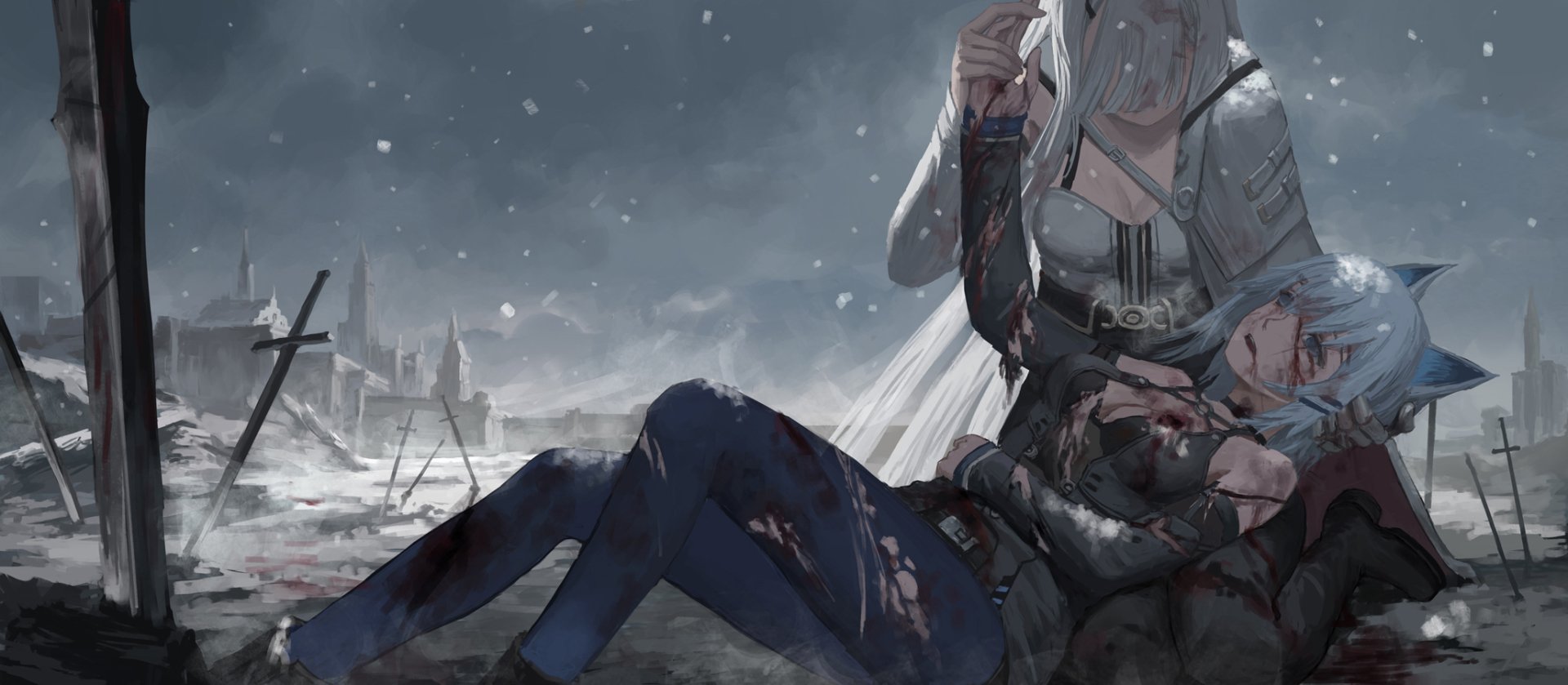 Winter's Final Embrace: Anime Death in Snow – Original HD Wallpaper ...