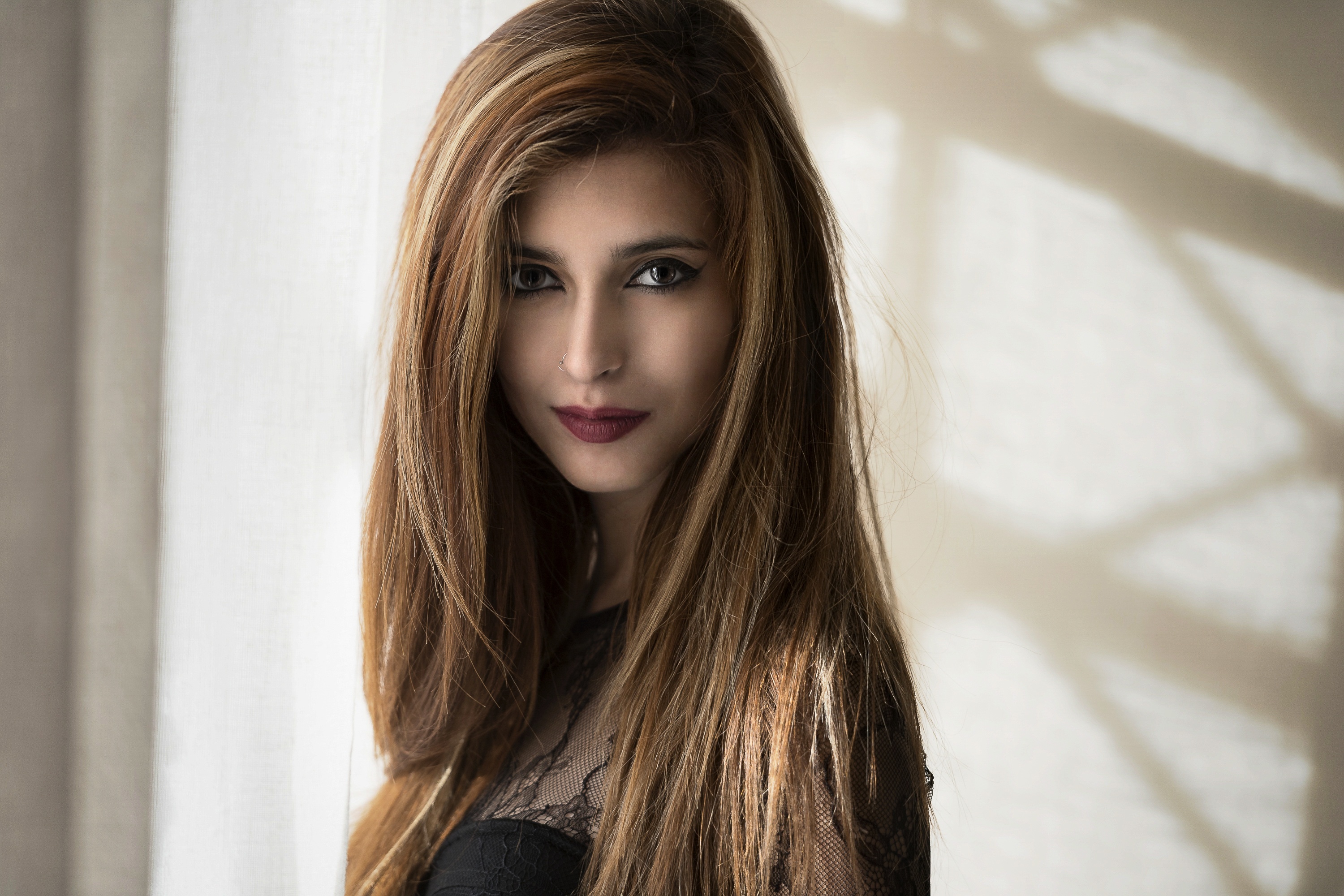 Elegant Brunette Model with Flowing Long Hair - Stunning HD Portrait