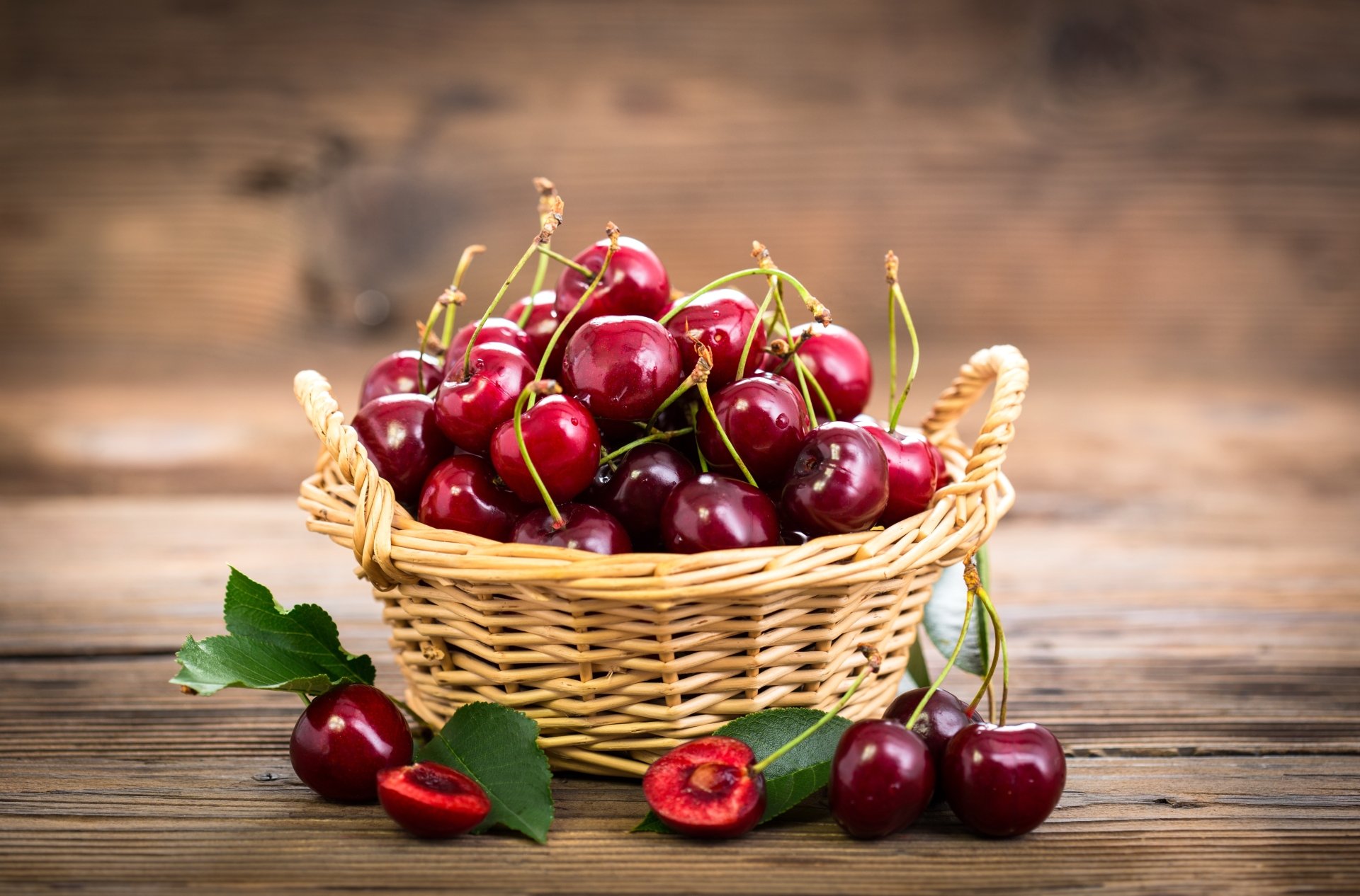 Basket of Fresh Cherries - 4K Ultra HD Still Life Delight