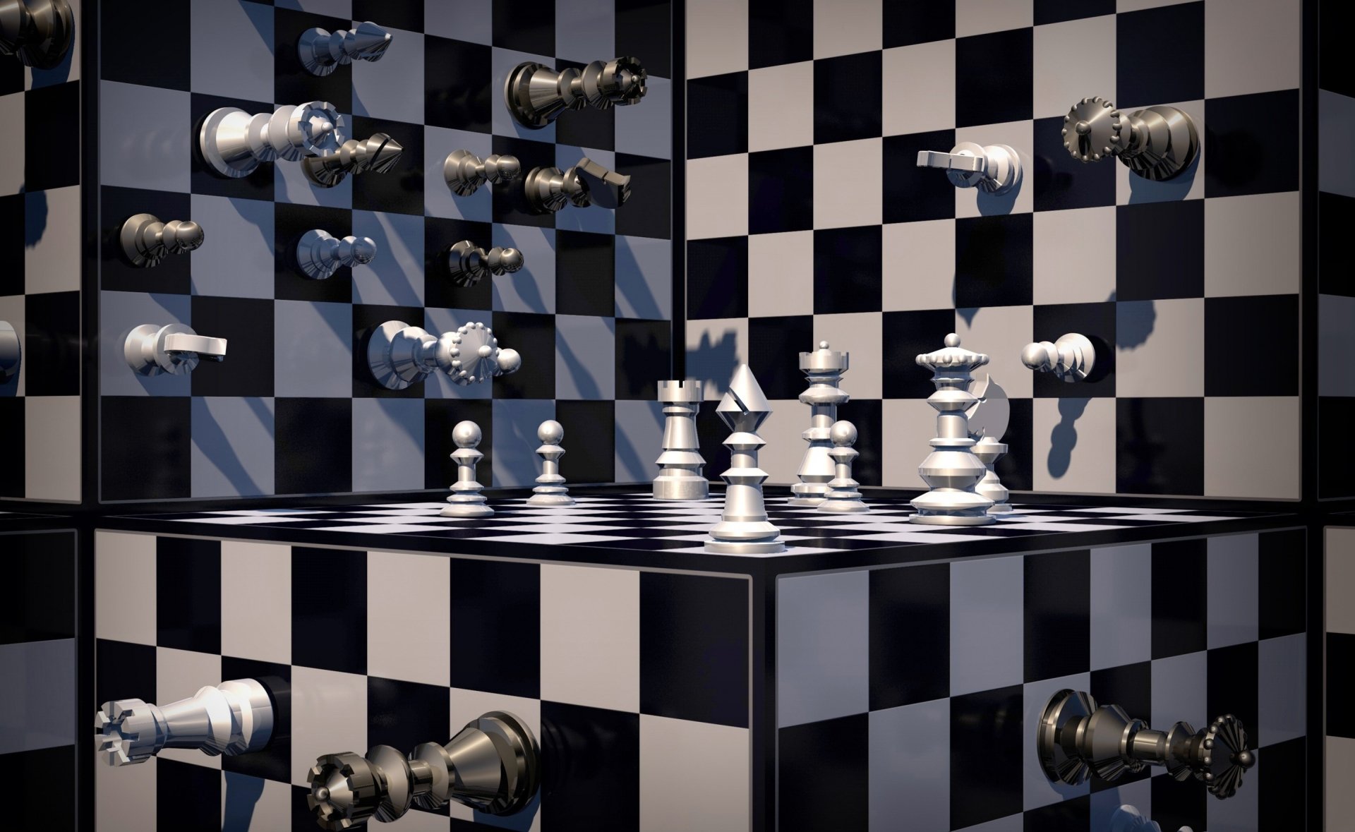 Download 3D Black & White Man Made Chess HD Wallpaper | 2880x1768 ...