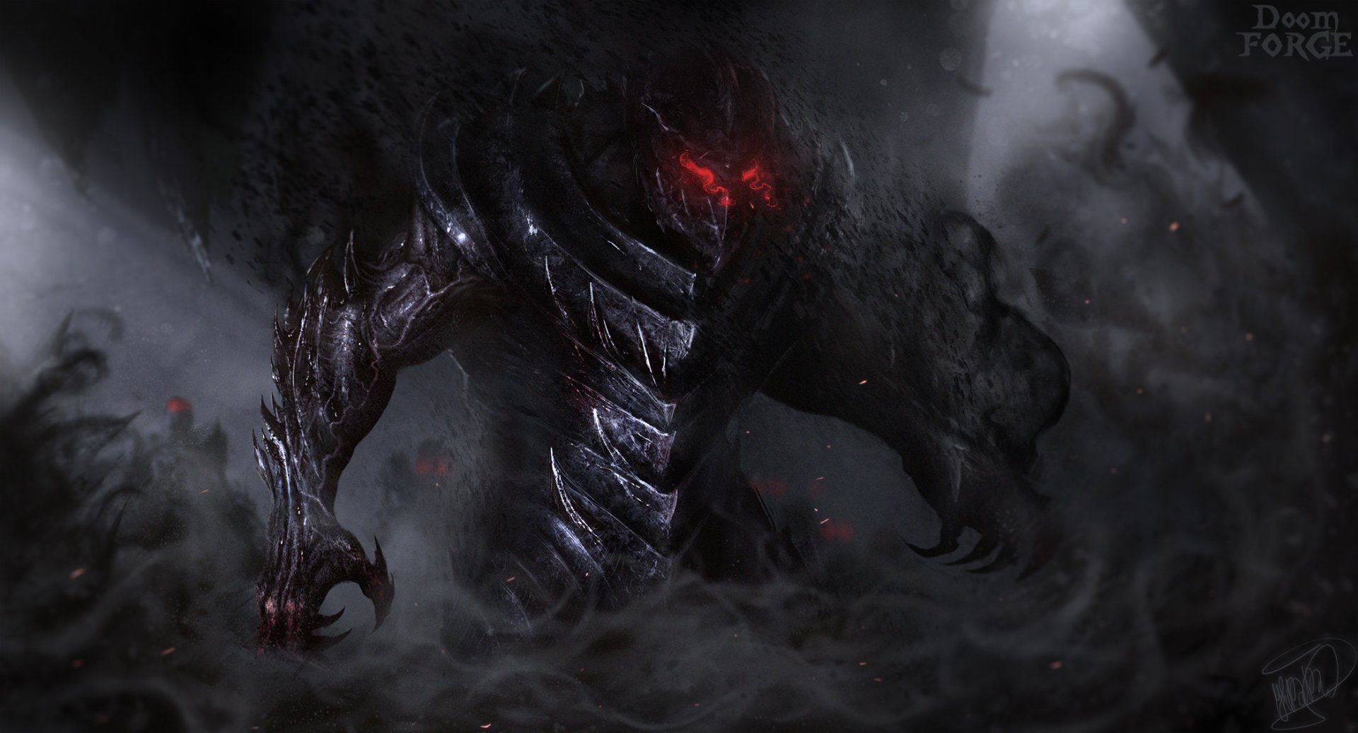 Dark Demon Eclipse: HD Wallpaper of Shadowed Fury by Vladislav