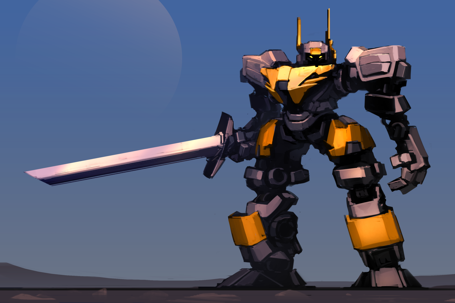 Download Sword Sci Fi Robot HD Wallpaper by ksenolog