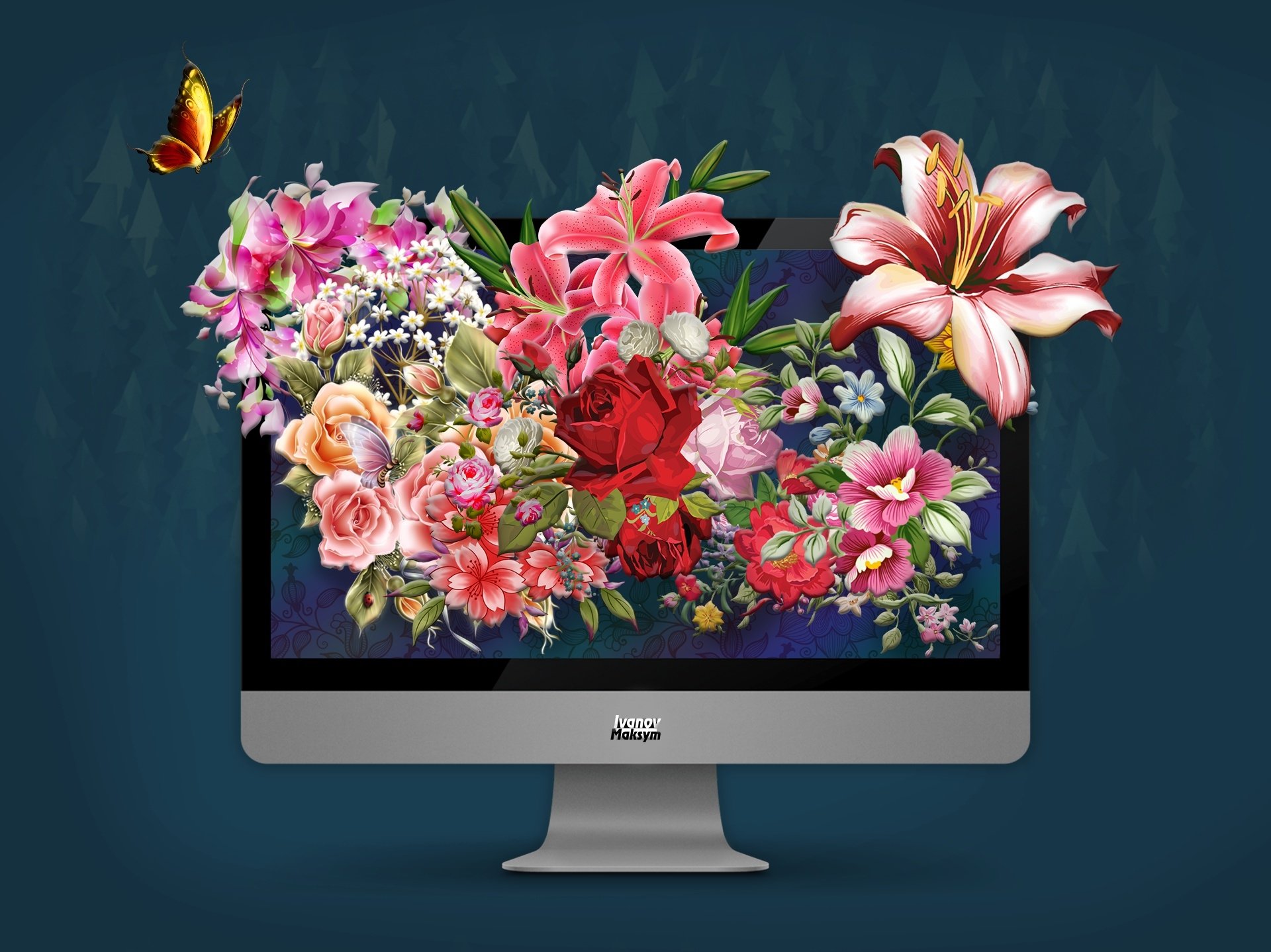 Download Colorful Bouquet Monitor Artistic Flower HD Wallpaper