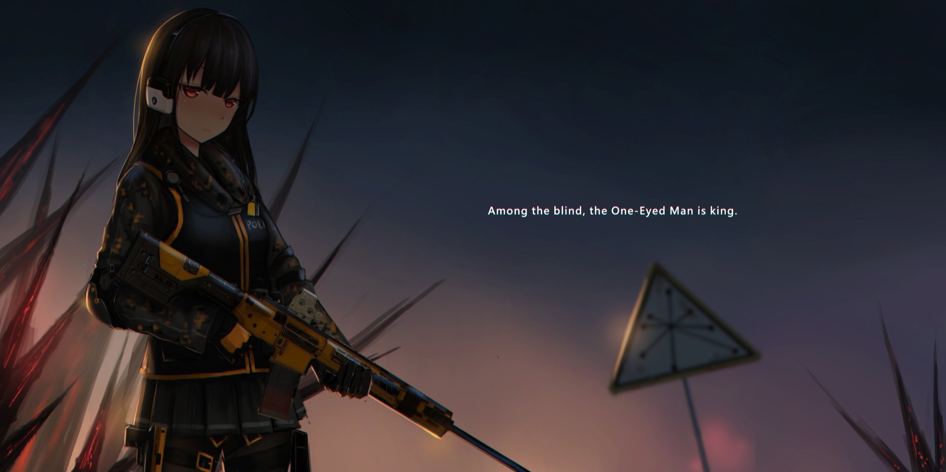 Download Red Eyes Rifle Gun Anime Original HD Wallpaper by Yurika-R