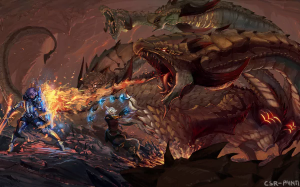 Mythic Hydra: A Stunning HD Wallpaper of Fantasy Realms by Ömer Tunç