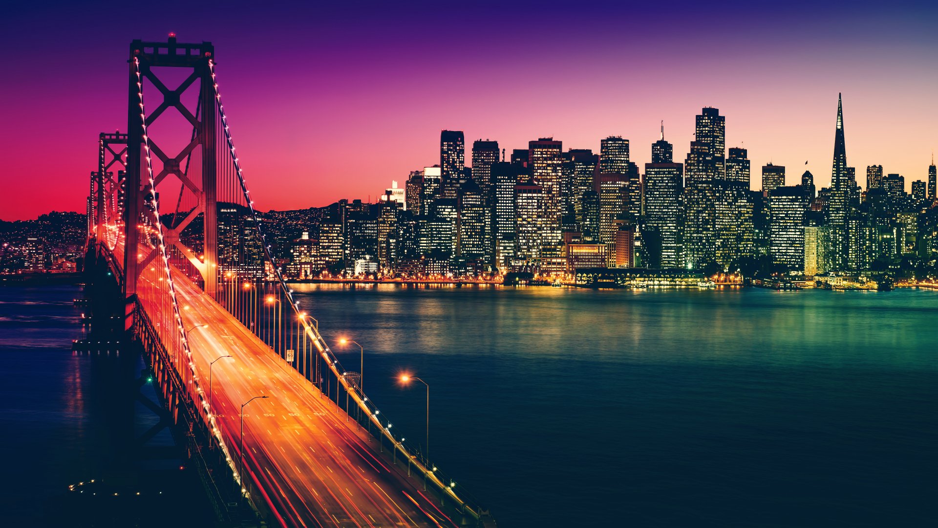 San Francisco Bay Bridge Sunset - 4K Ultra HD California Cityscape Glow