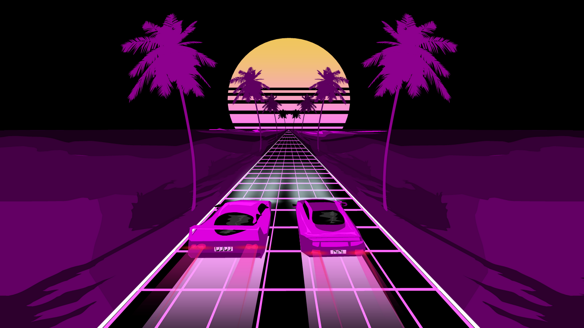 Retro Purple Vibes: HD Vaporwave Art Meets Retrowave Drive