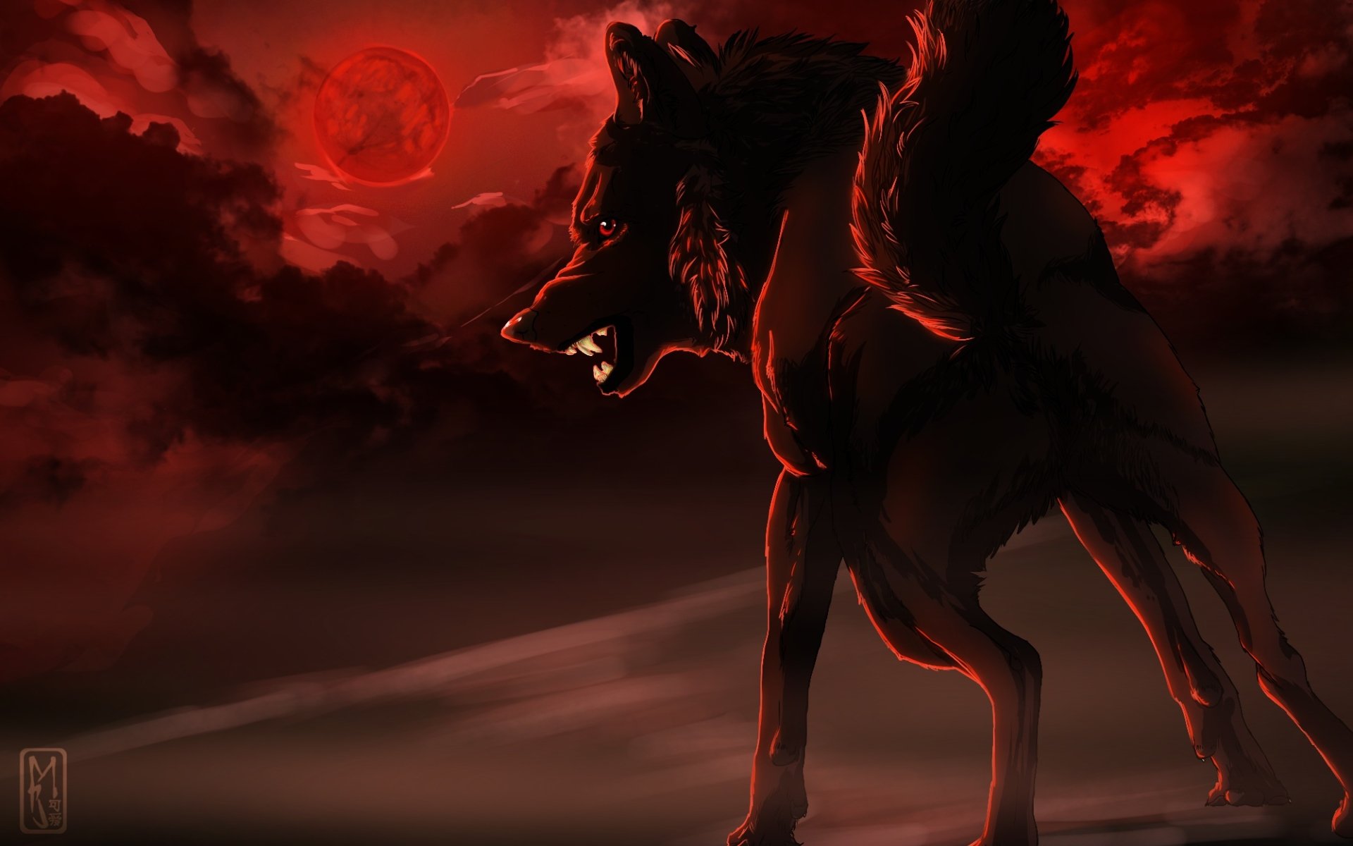 Download Night Moon Fantasy Wolf HD Wallpaper by Naviira