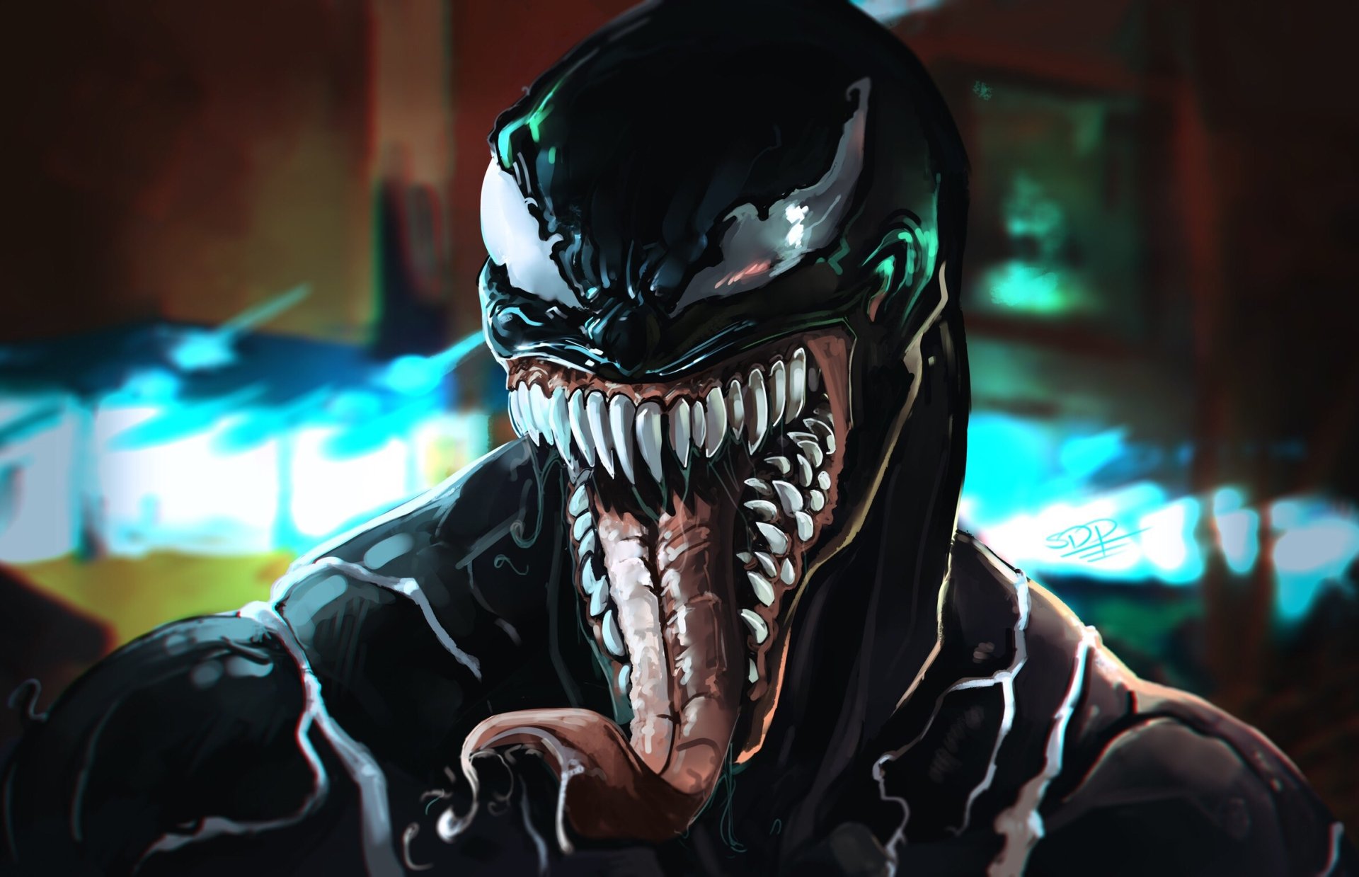 Venom Strikes: HD Comic Wallpaper by brokencreation