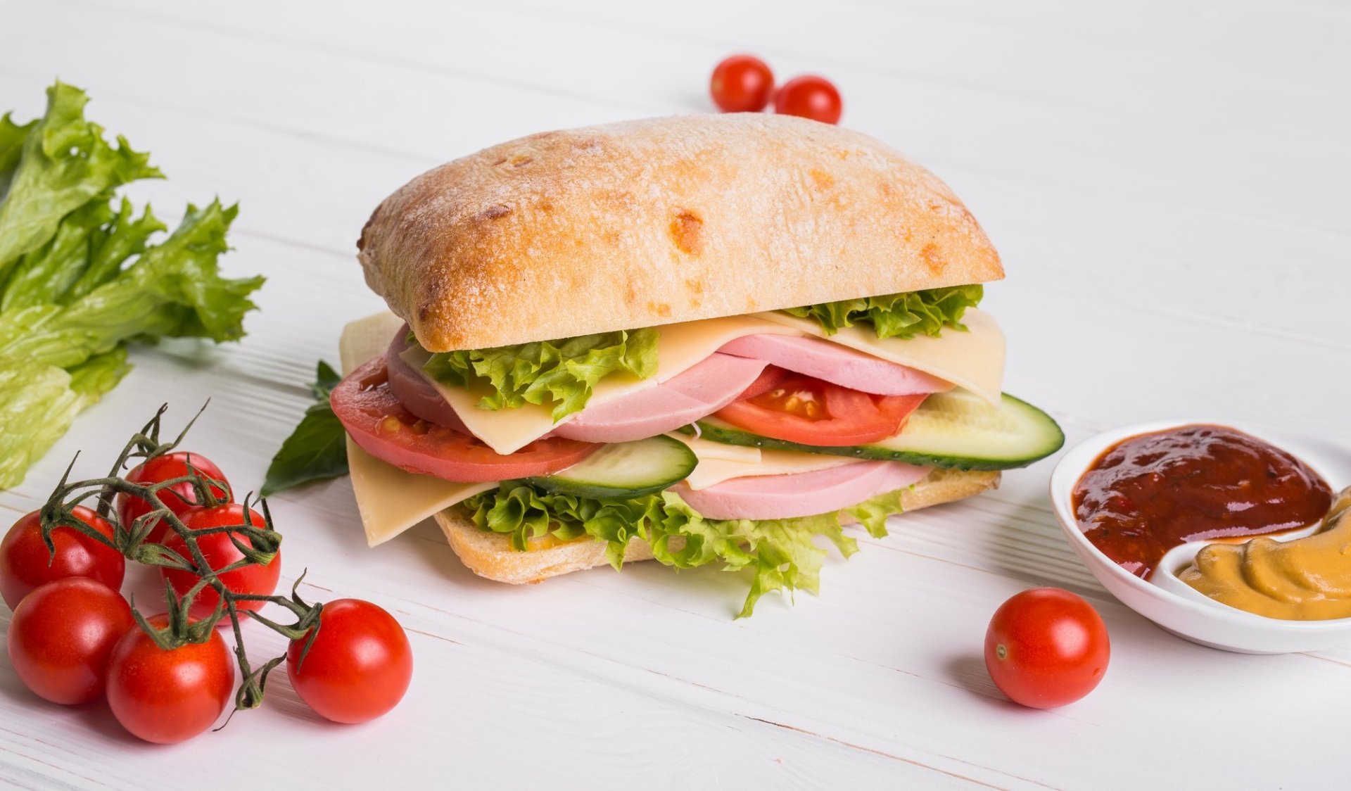 Delicious Fresh Sandwich HD Wallpaper – Bread, Tomato & Gourmet Layers