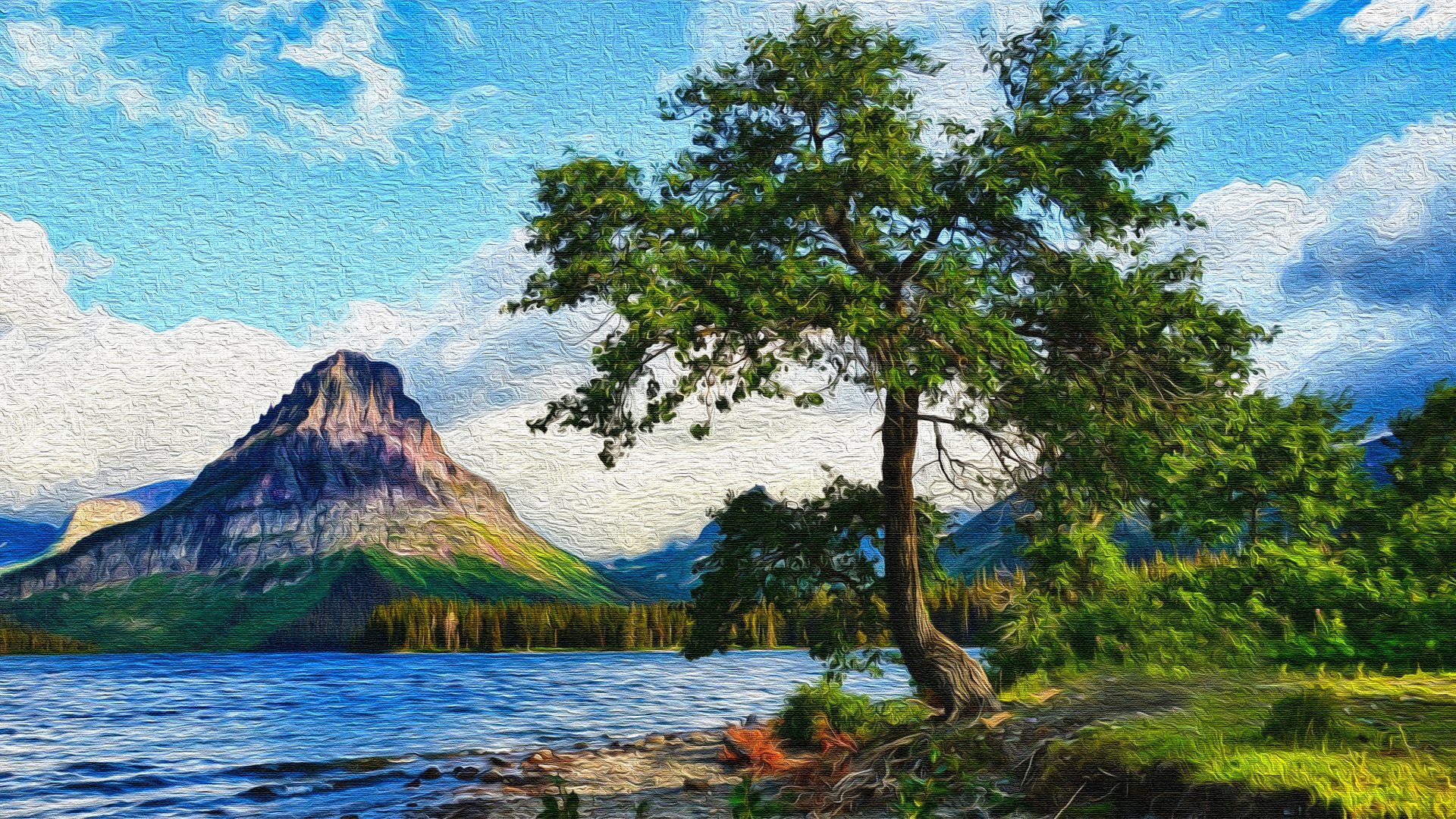 Download Lake Tree Artistic Landscape 4k Ultra HD Wallpaper | 3840x2160 ...