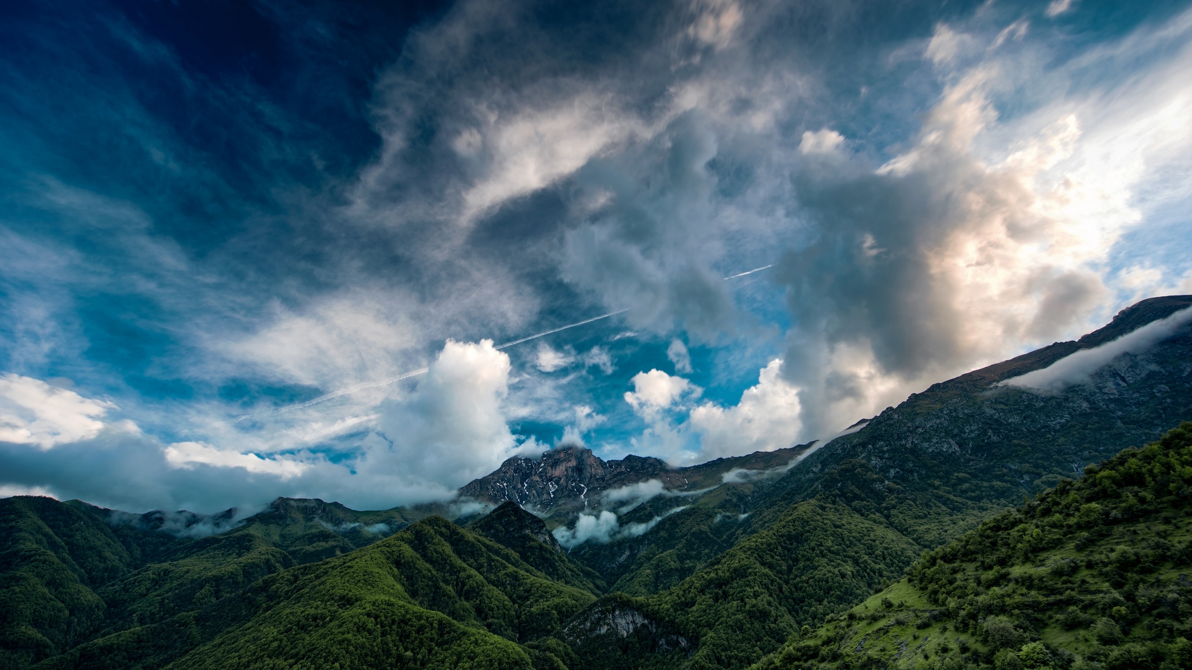 Download Forest Mountain Nature Cloud 4k Ultra HD Wallpaper