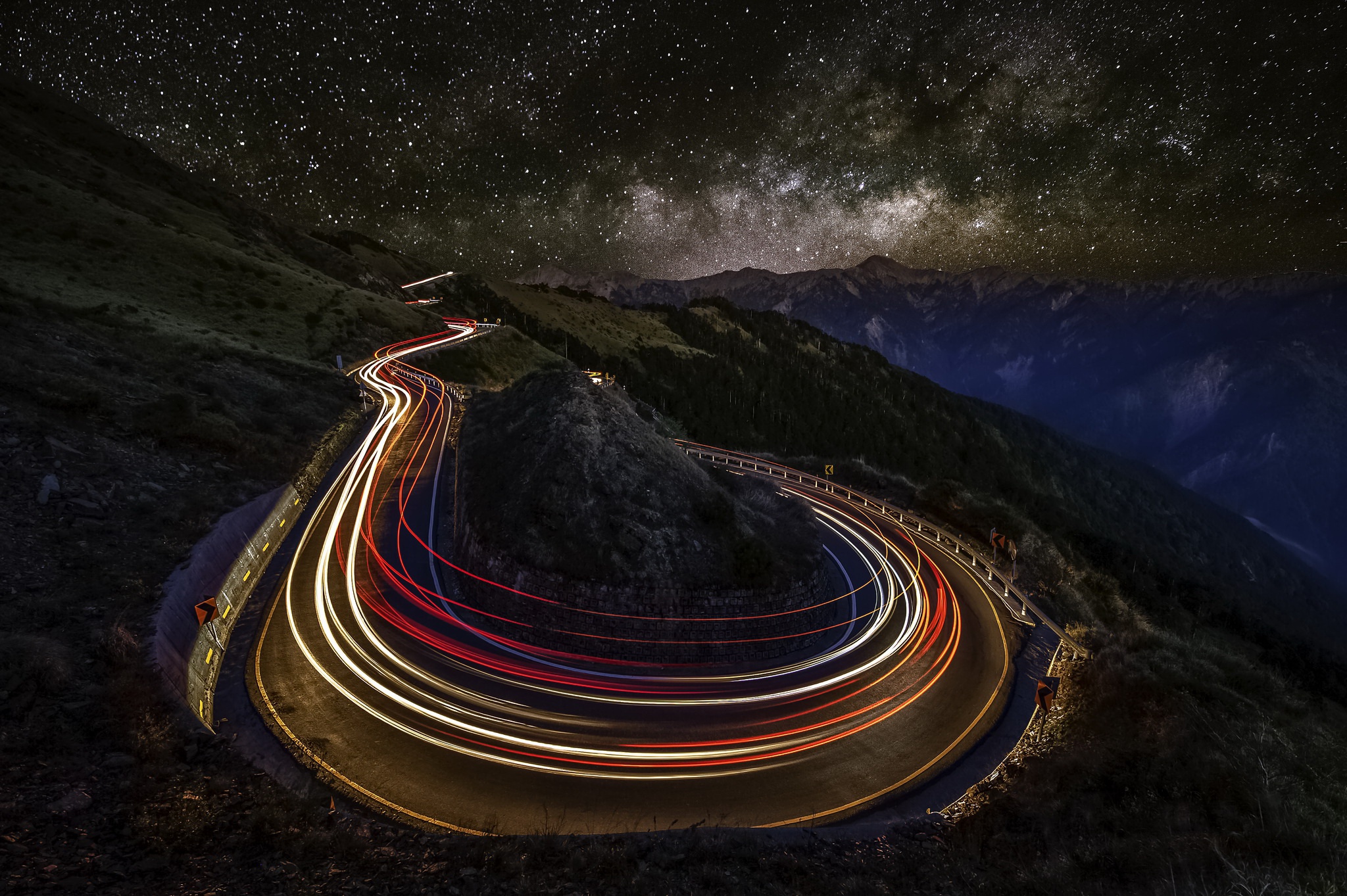 Download Mountain Star Starry Sky Light Road Night Nature Photography ...