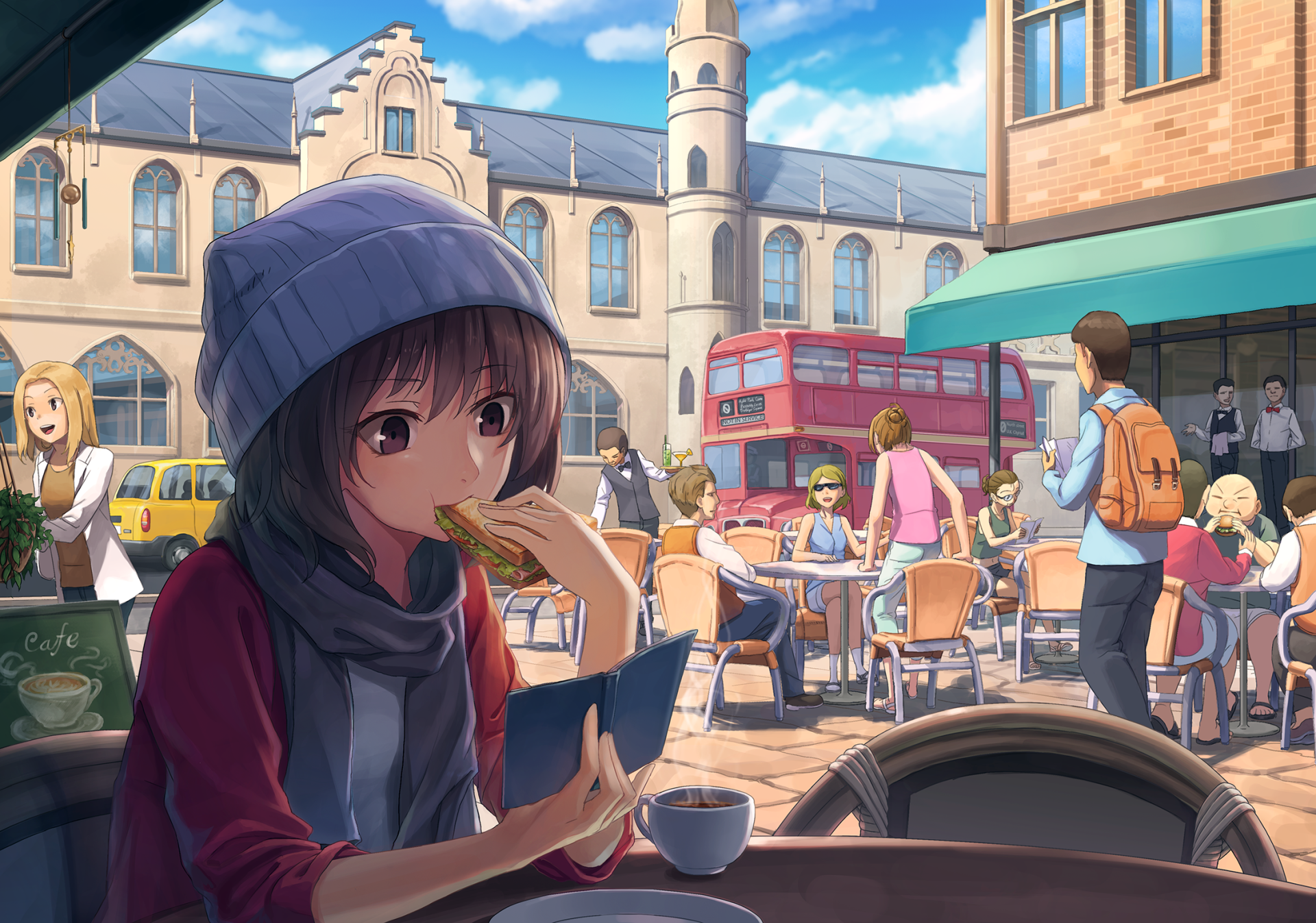 City Cafe Break - Anime HD Wallpaper by VIKPIE