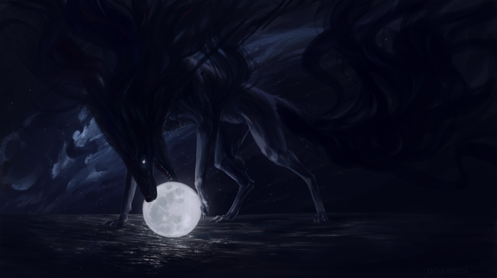 Download Moon Dark Creature 4k Ultra HD Wallpaper by Demortum