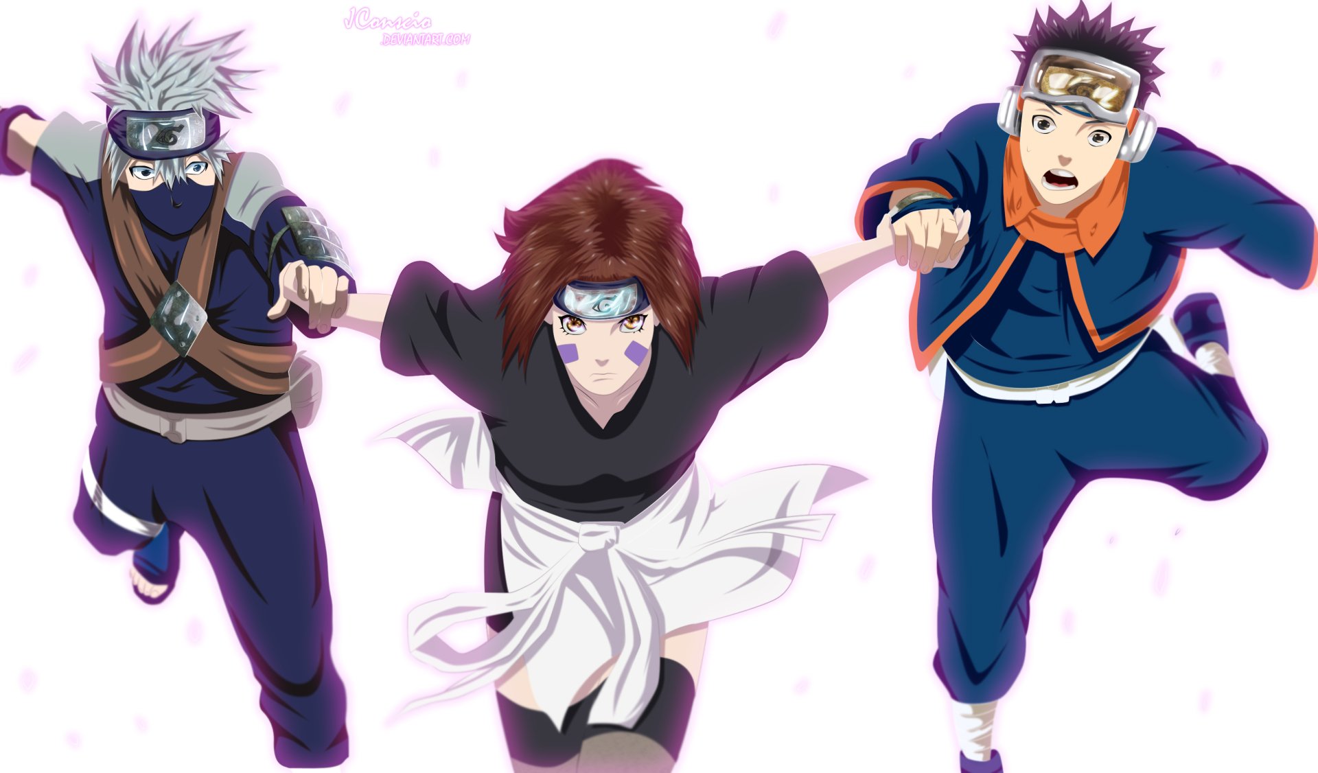 Naruto Trio HD Wallpaper: Kakashi, Obito & Rin in Action by JConscio