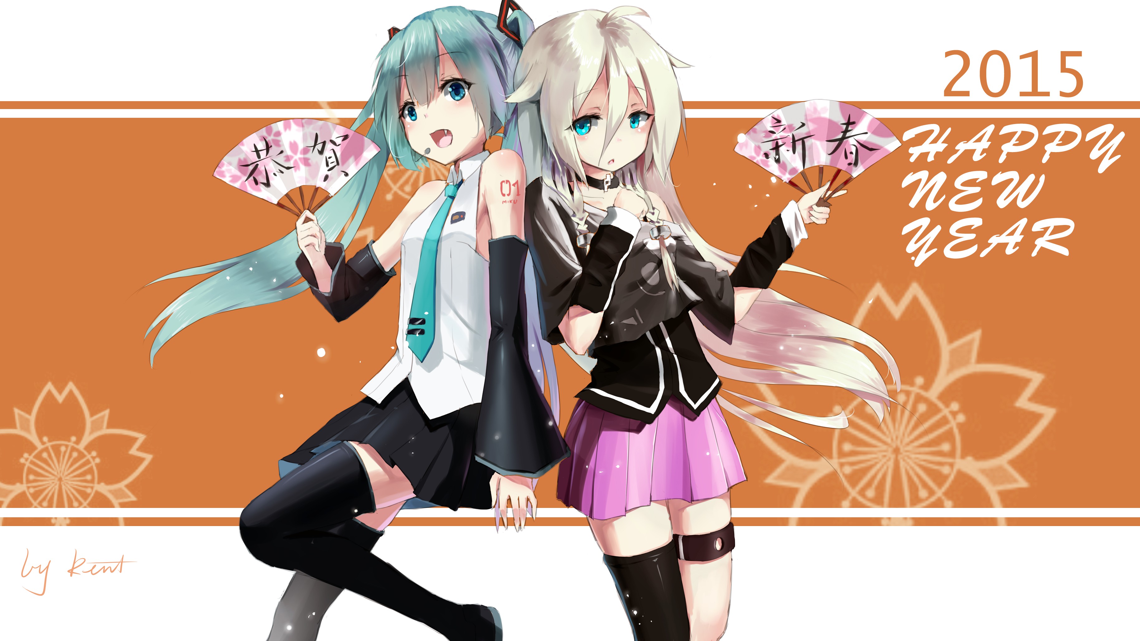 HD New Year Vibes: Hatsune Miku & IA Vocaloid Anime Duo by KENTllaall